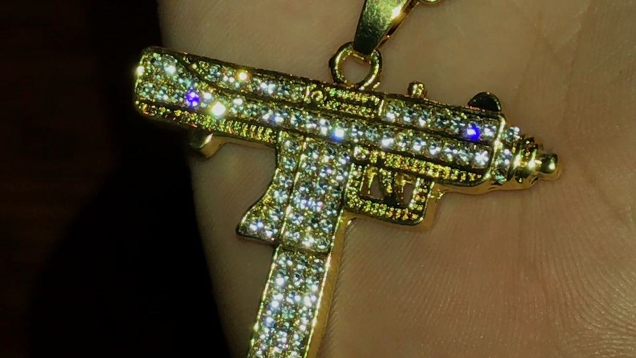 Custom 10K Gold Plated Iced Out Uzi Pendant&Chain Combo | Grailed