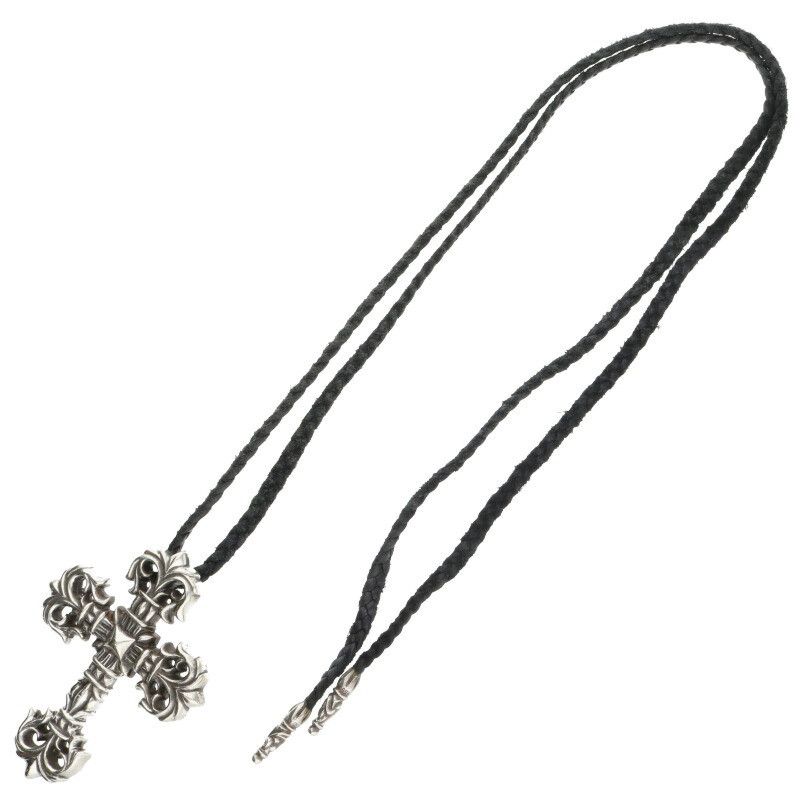 Chrome Hearts Leather Braid Filigree Cross Necklace | Grailed