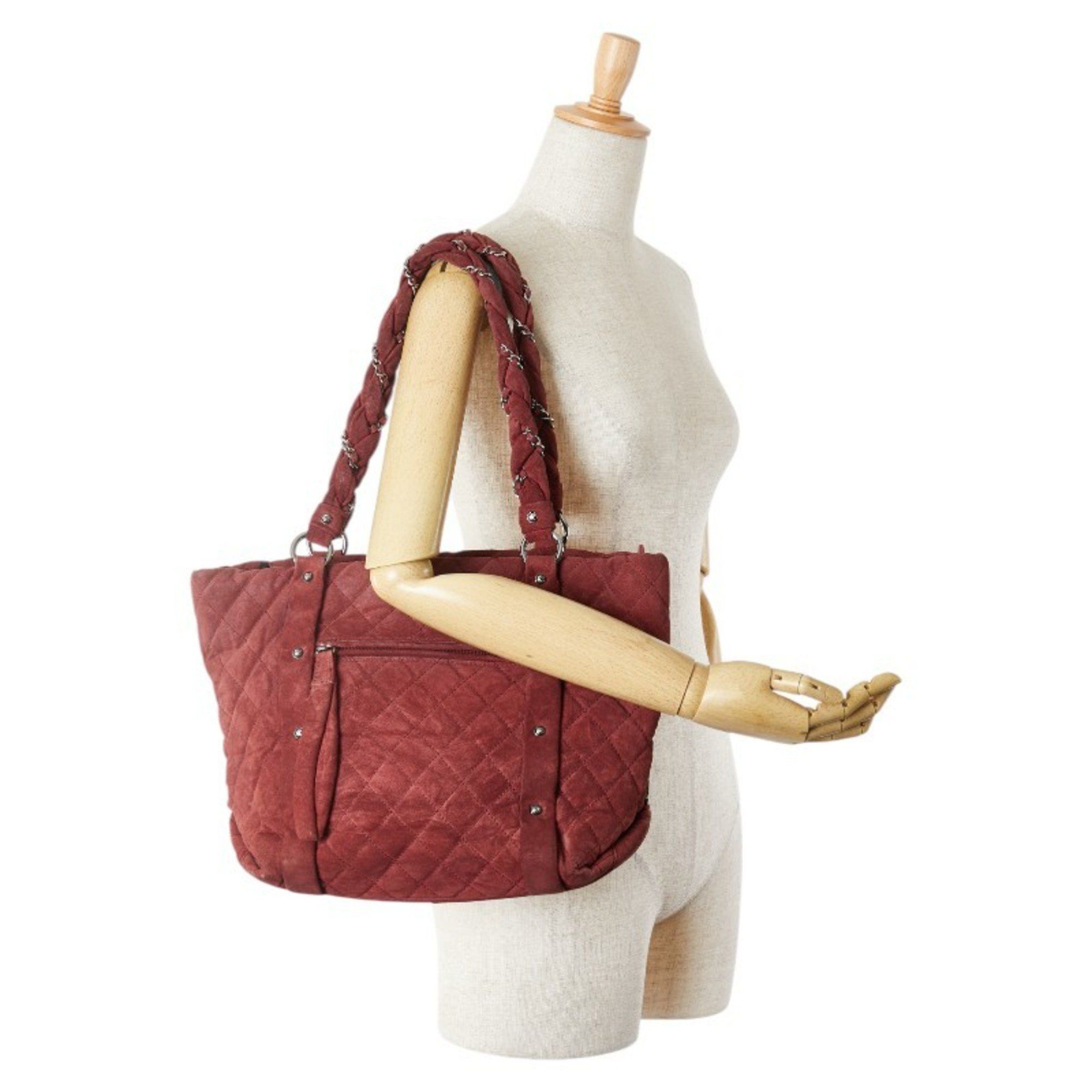 Chanel CHANEL Matelasse Coco Mark Tote Bag Wine Red Suede Women's | Grailed