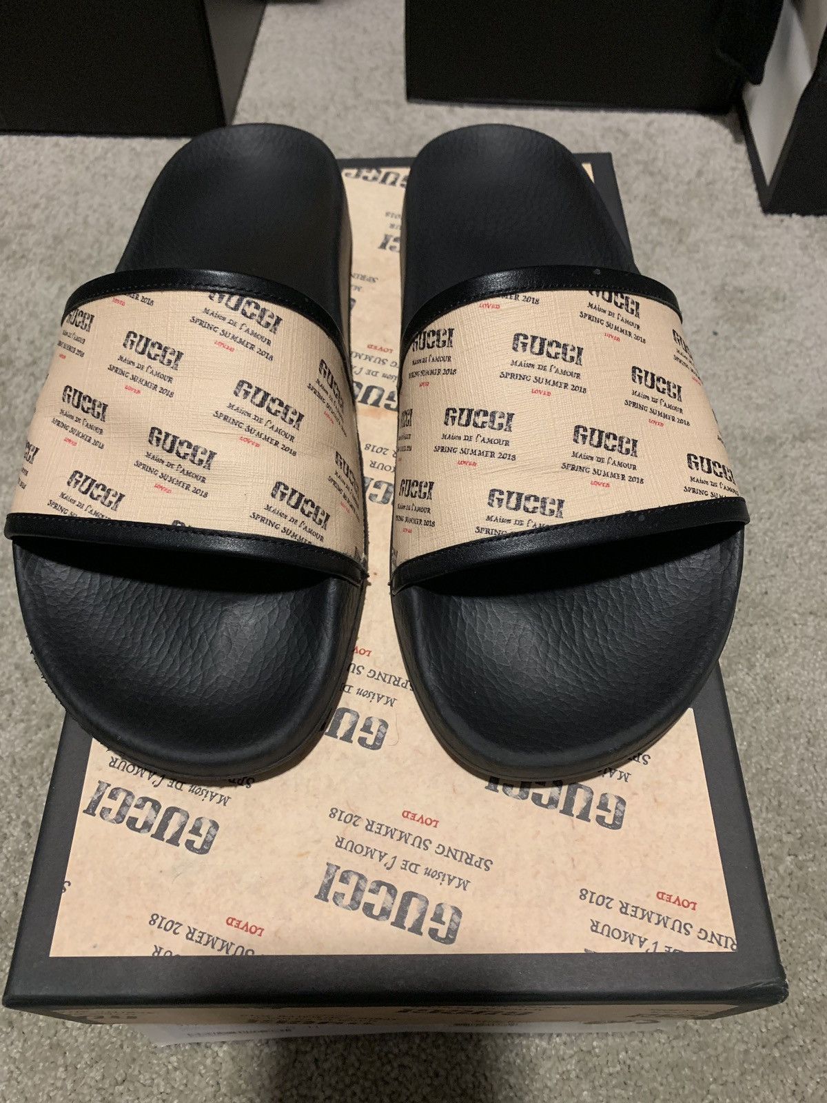 Gucci Gucci stamp print slide | Grailed