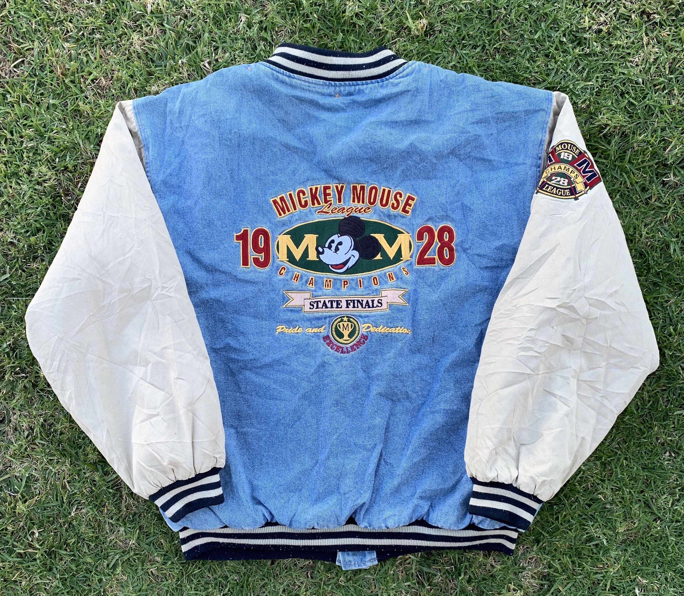 Vintage Vintage 90's Rare Mickey Mouse League Quilted Denim Jacket L/XL ...