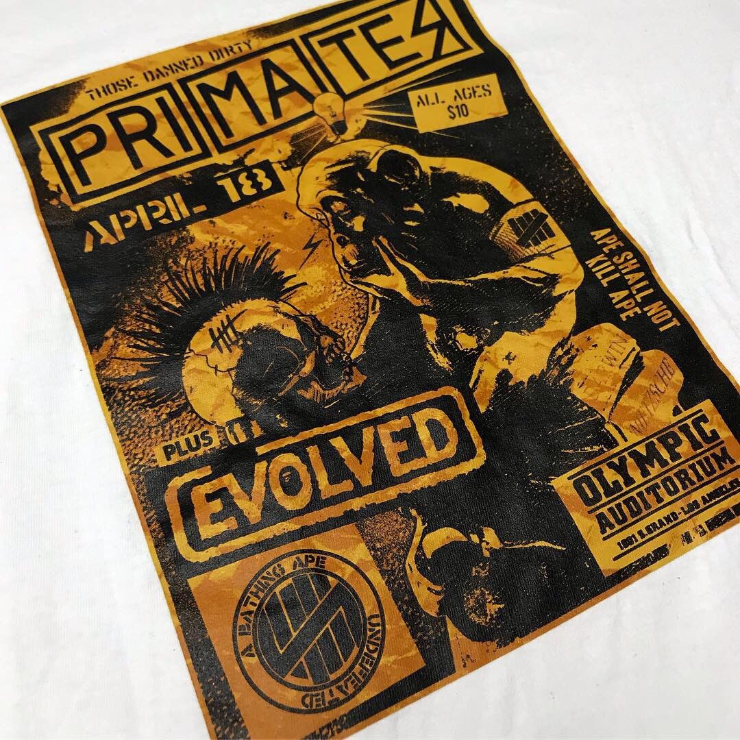 Bape × Undefeated A Bathing Ape x UNDFTD “Primate Banner” White ...