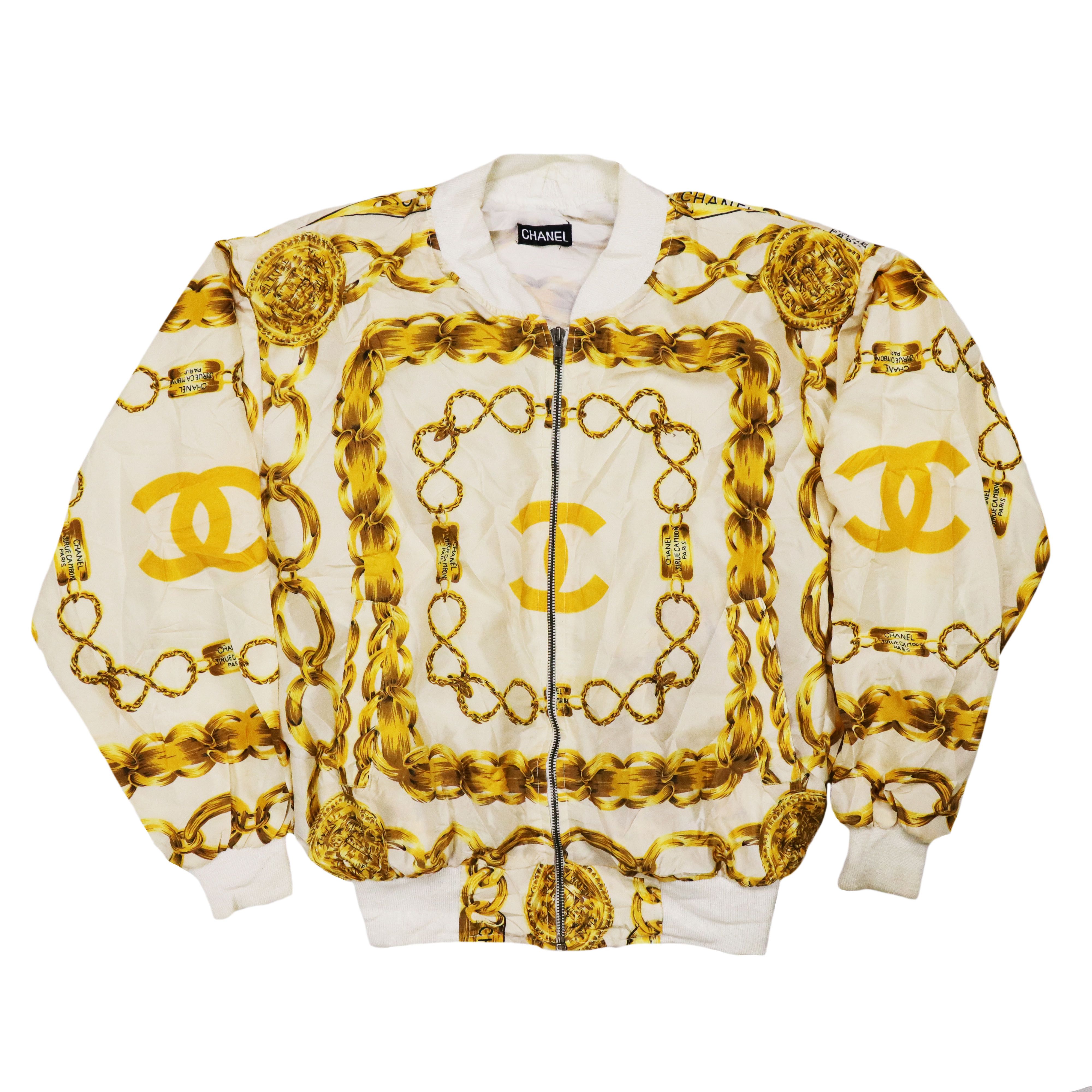 Chanel Vintage Chanel gold chain baroque satin jacket | Grailed