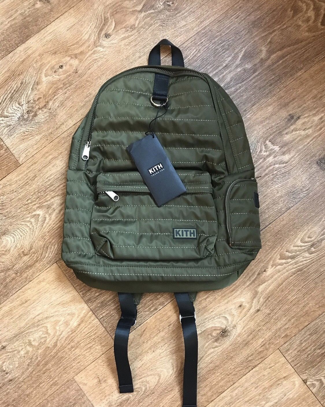 Kith Quilted Backpack Olive | Grailed