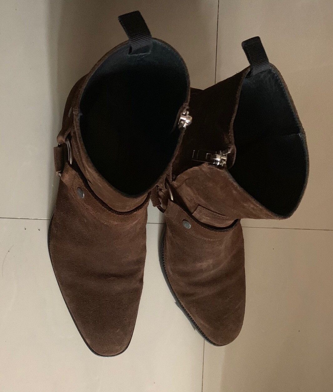 Hedi Slimane Ysl slp Saint Laurent Paris Wyatt Boot Boots Leather Suede ...