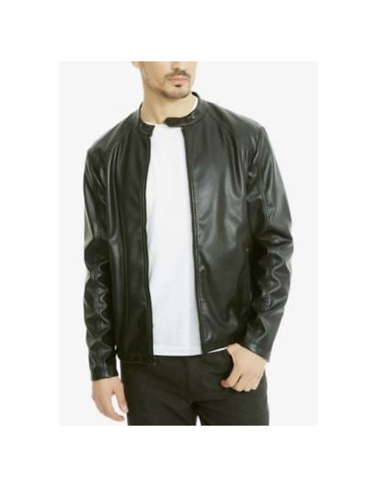 Kenneth Cole Kenneth Cole Reaction Black Men XXL Faux Leather Bomber ...