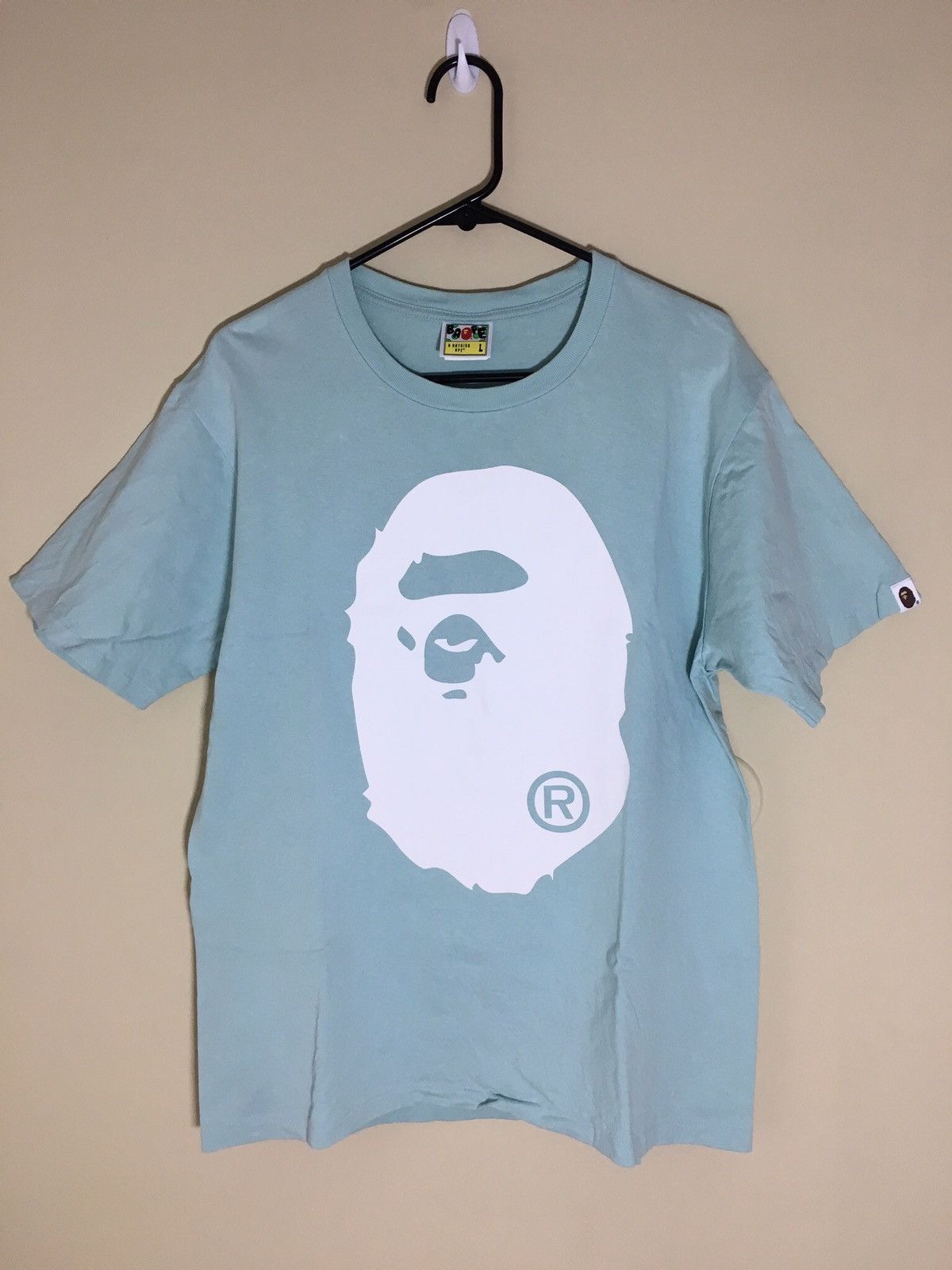 Bape 2018 A Bathing Ape Blue Green Sax Teal Big Head Tee Shirt Large ...