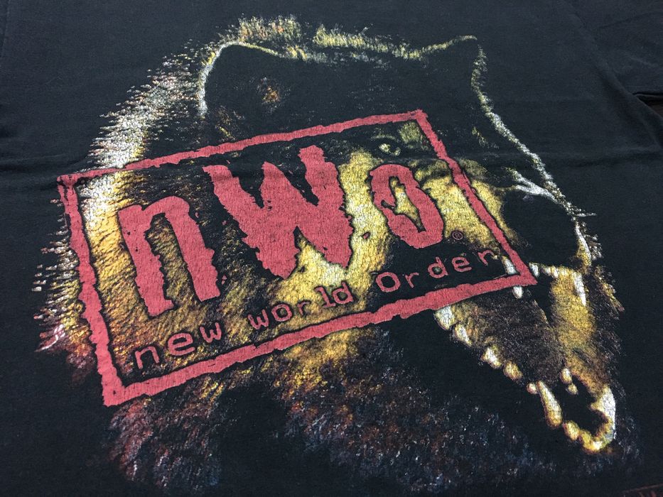 Vintage Vintage NWO shirt new world order wolfpack big logo spell out ...