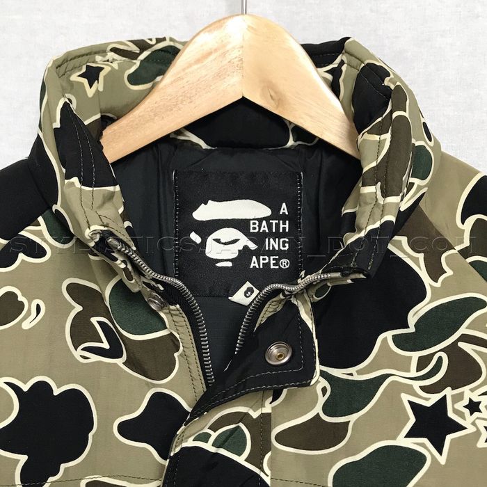 Bape [S] A BATHING APE BAPE VINTAGE PSYCHE CAMO LIGHT PUFFER JACKET ...
