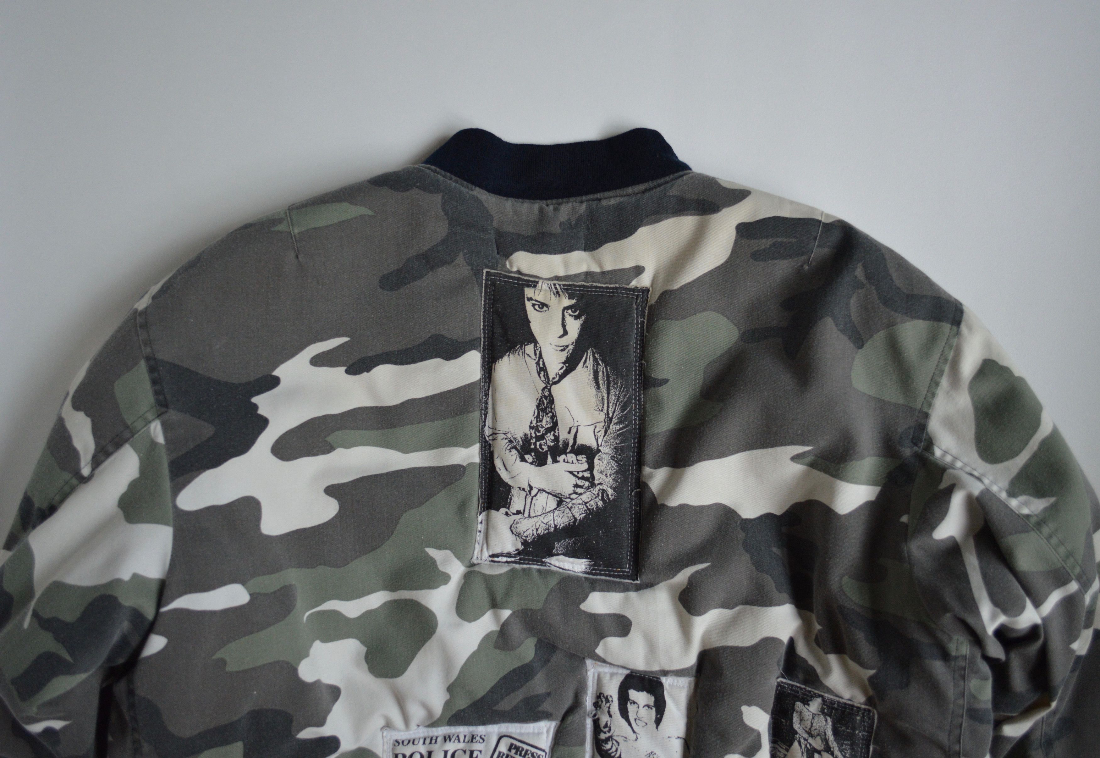 Raf Simons A/W 2001 'Riot Riot Riot' camo patch bomber jacket | Grailed