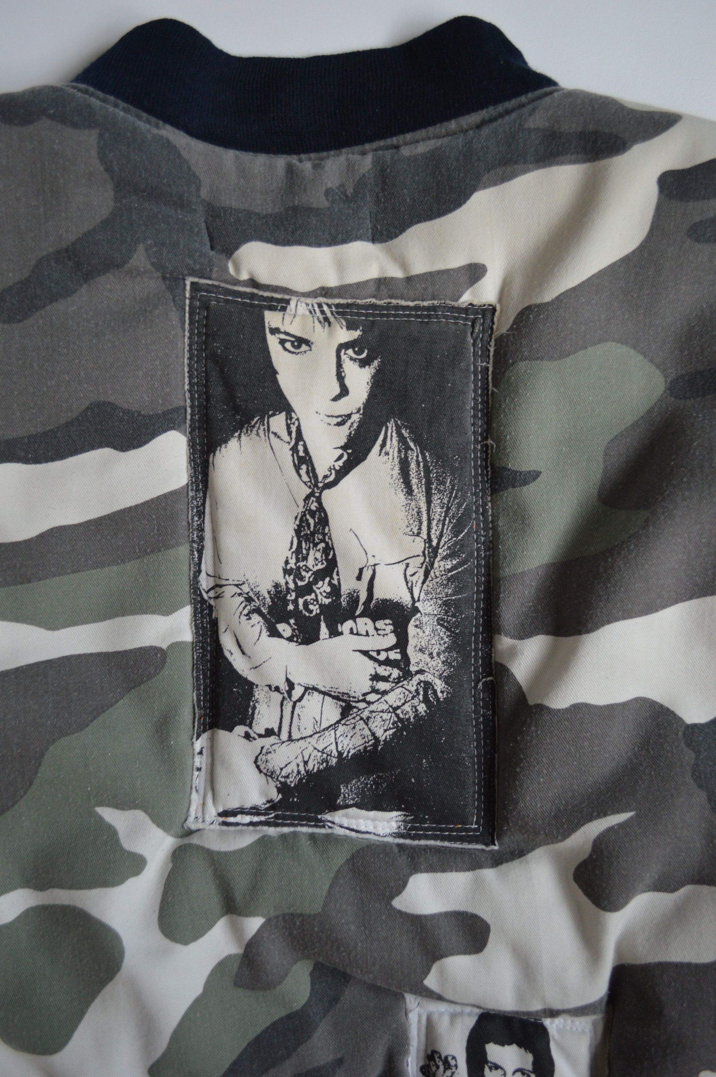 Raf Simons A/W 2001 'Riot Riot Riot' camo patch bomber jacket | Grailed