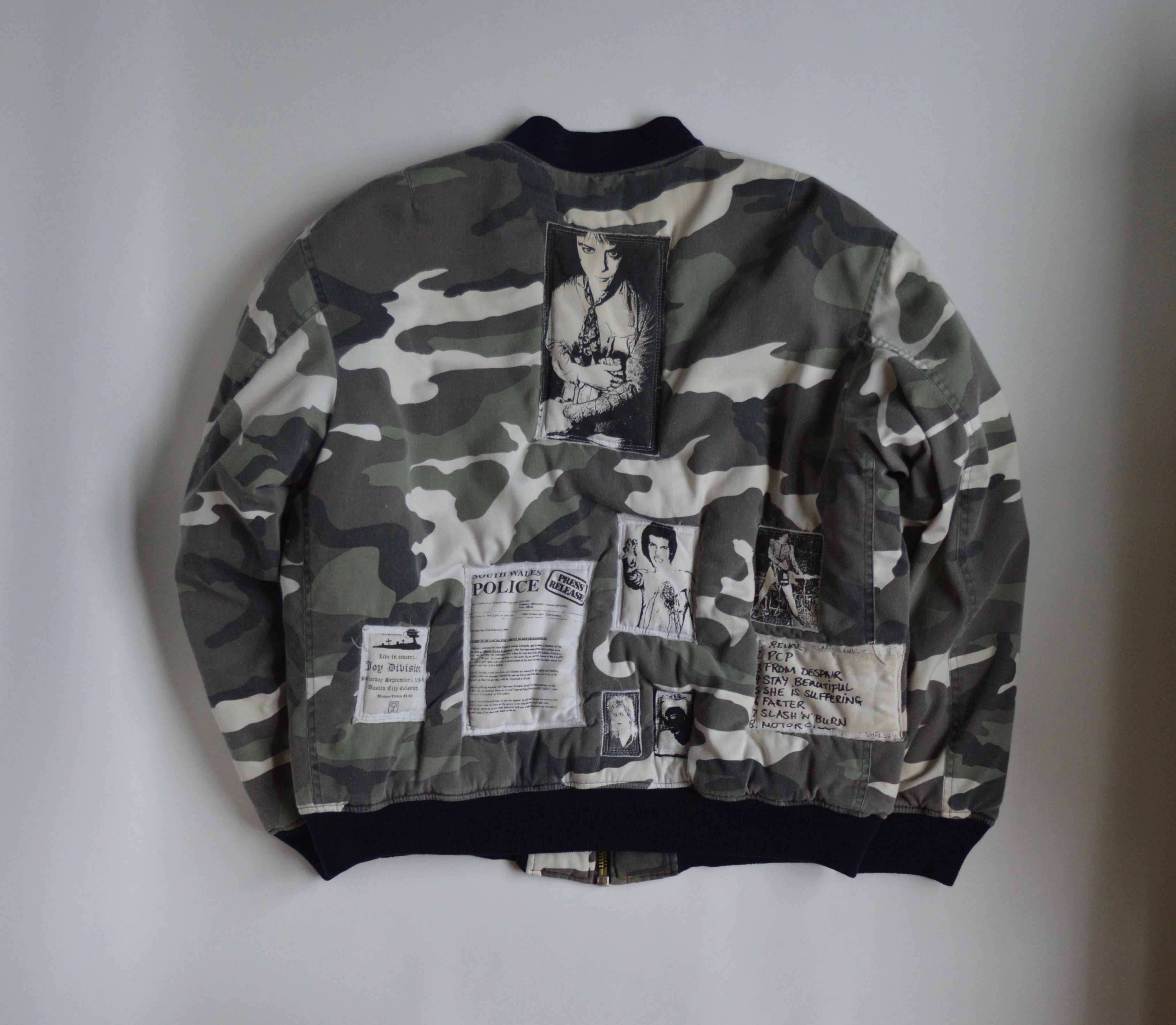 Raf Simons A/W 2001 'Riot Riot Riot' camo patch bomber jacket | Grailed