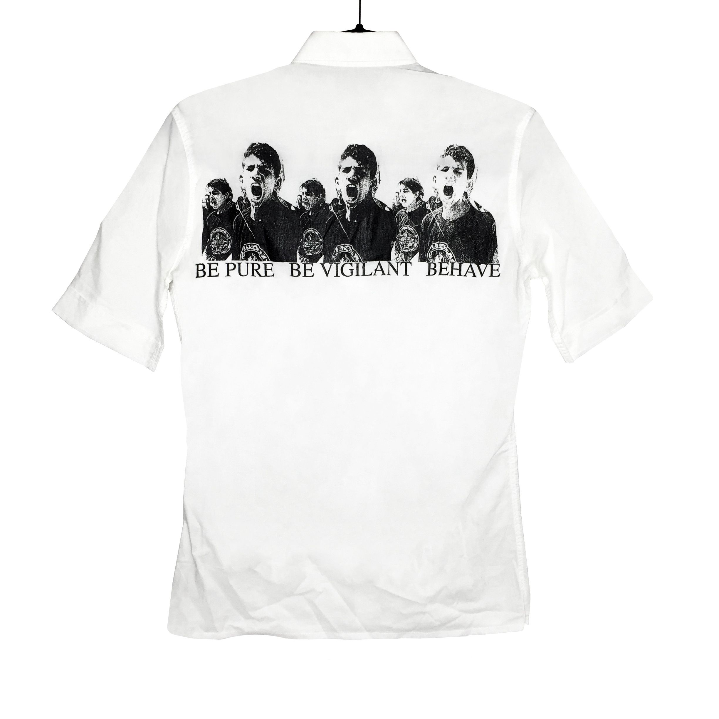 Raf Simons SS02 Be Pure, Be Vigilant, Behave Button Up "Woe onto those ...