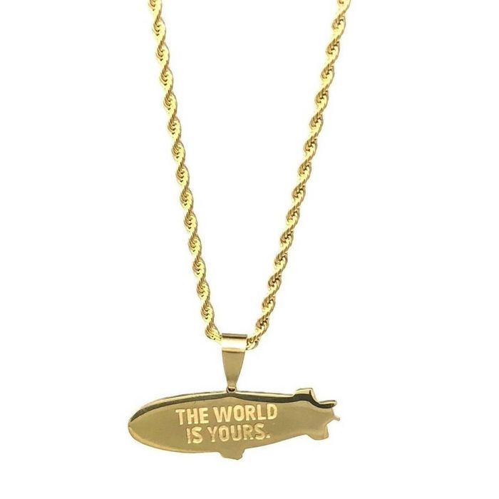 Jewelry Gold The World Is Yours Blimp Custom Pendant Necklace 20” 22 ...
