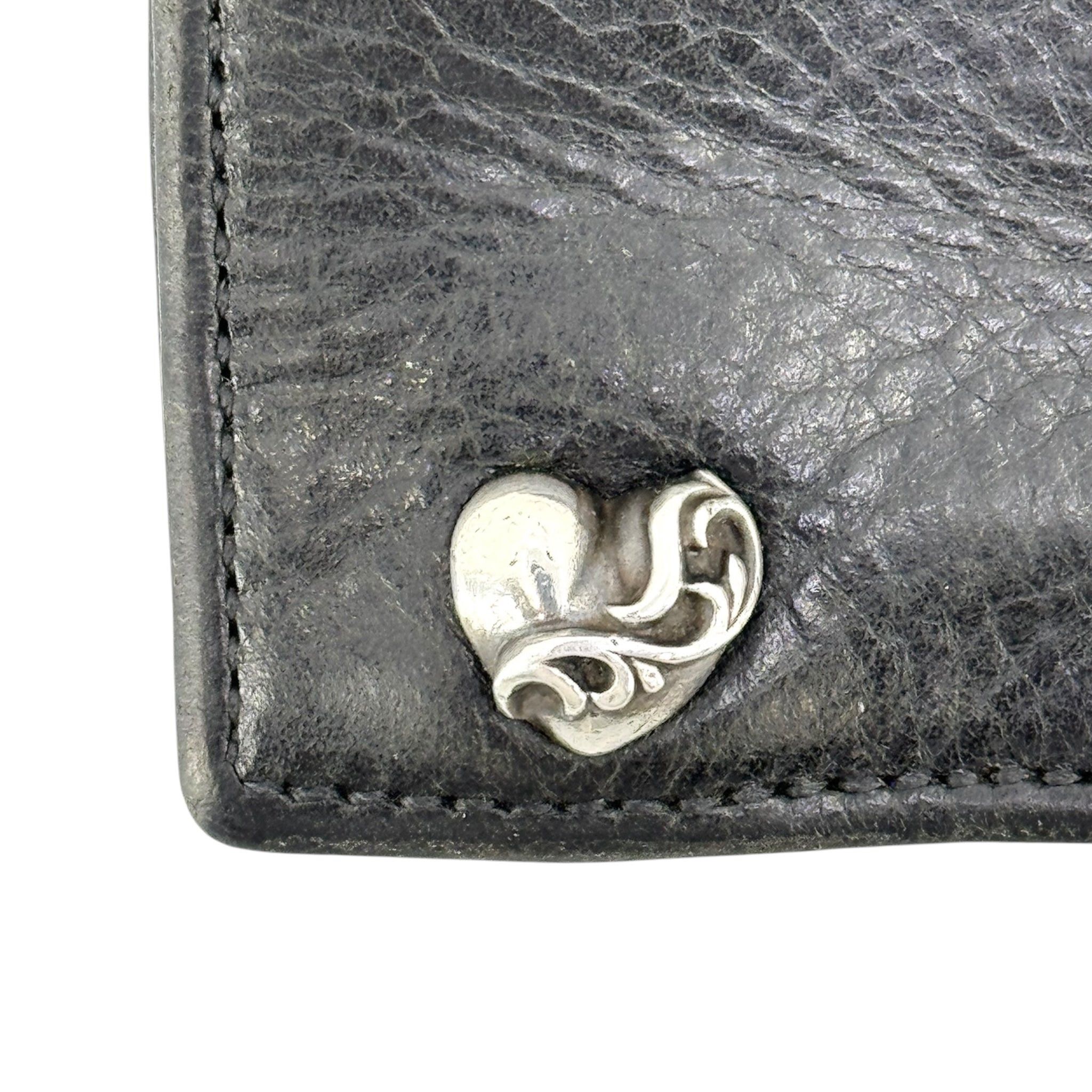 Chrome Hearts Heart Snap Leather Trifold Wallet Black | Grailed