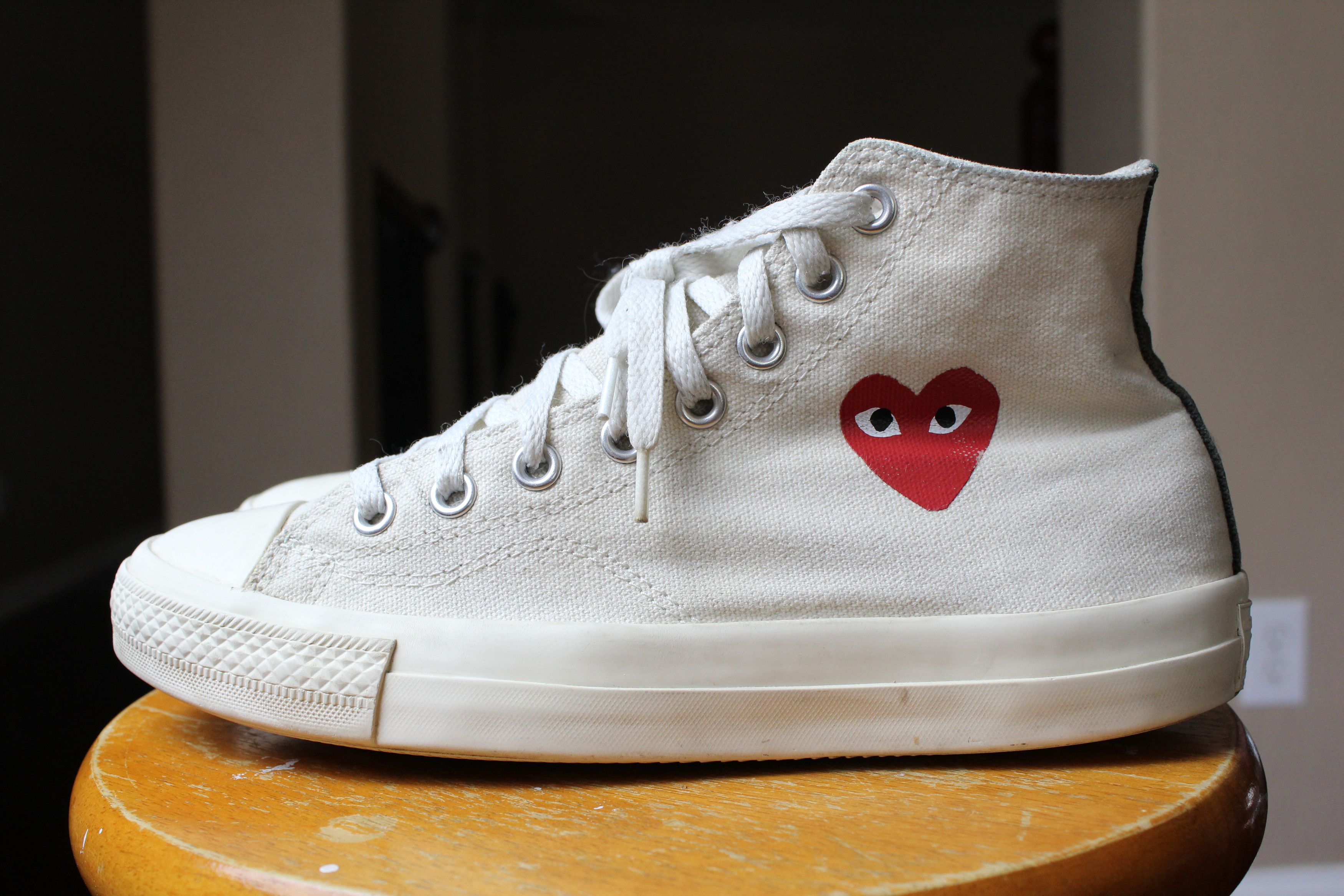 Comme des Garcons × Converse CDG Cream White Beige High Hi Tops Chuck ...