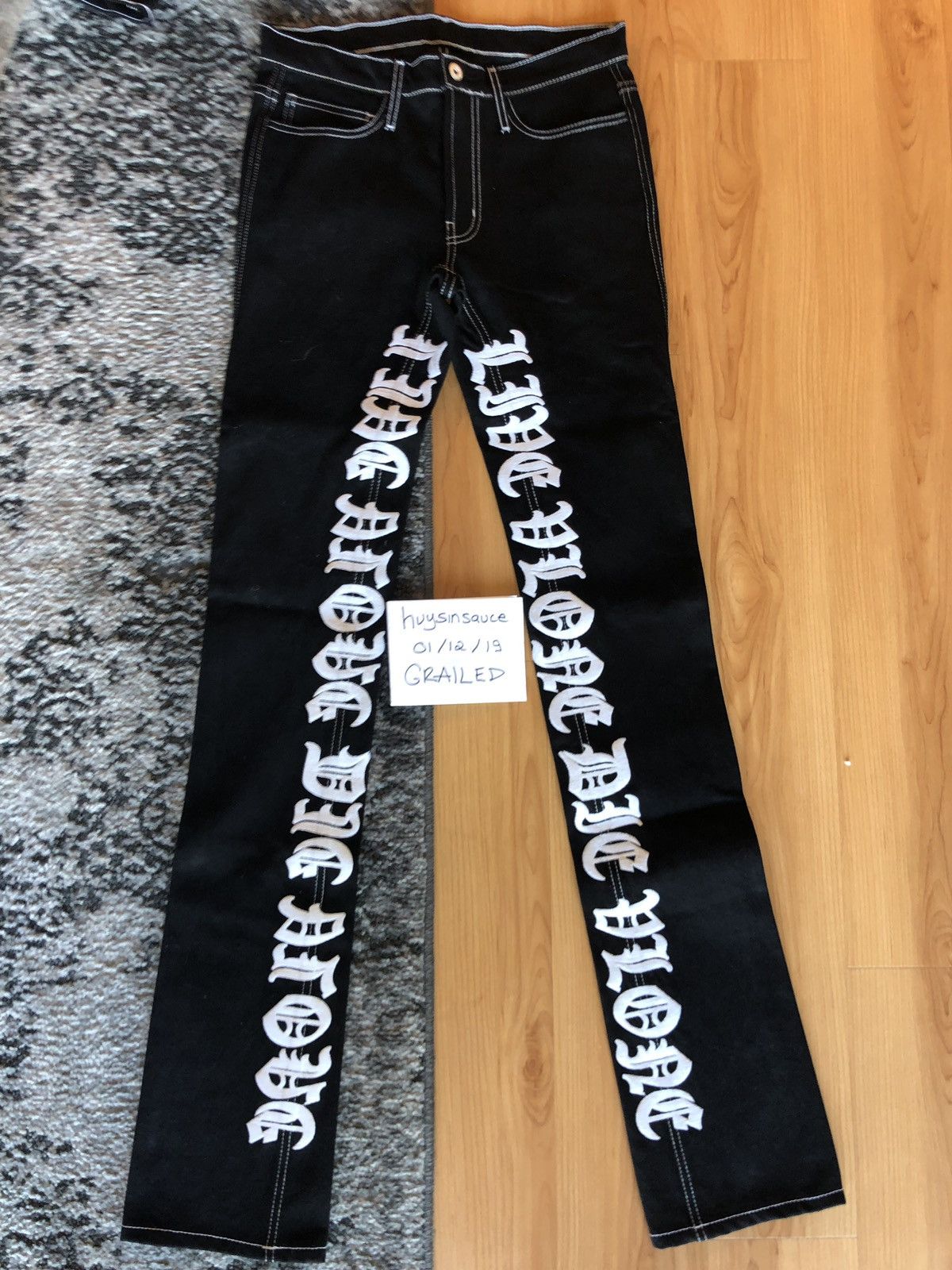 Vlone Vlone Denim Jeans “Live Vlone Die Vlone” Old English DC Pop-Up ...