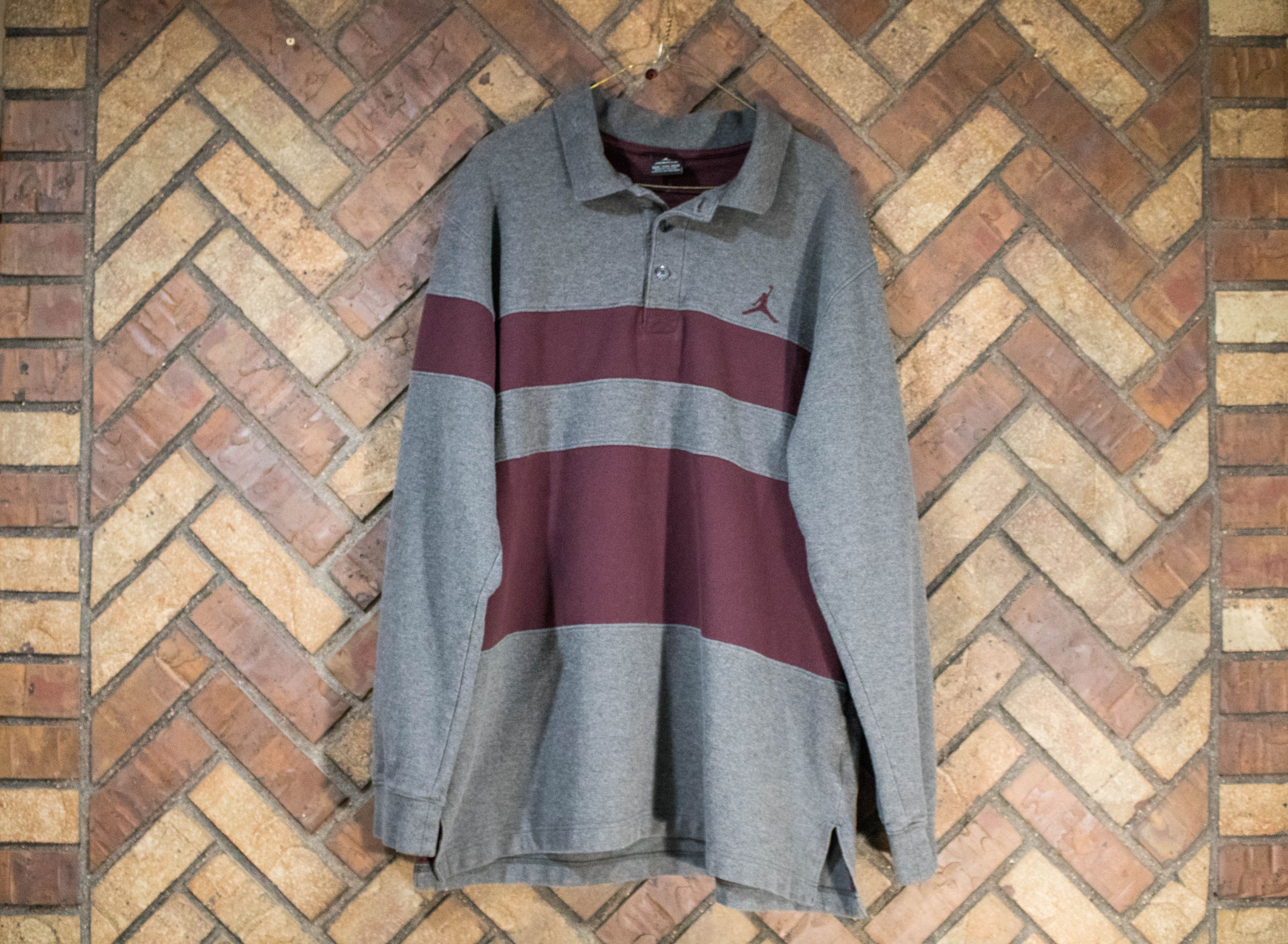 Jordan Brand Grey and Maroon Jordan Rugby Polo | Grailed