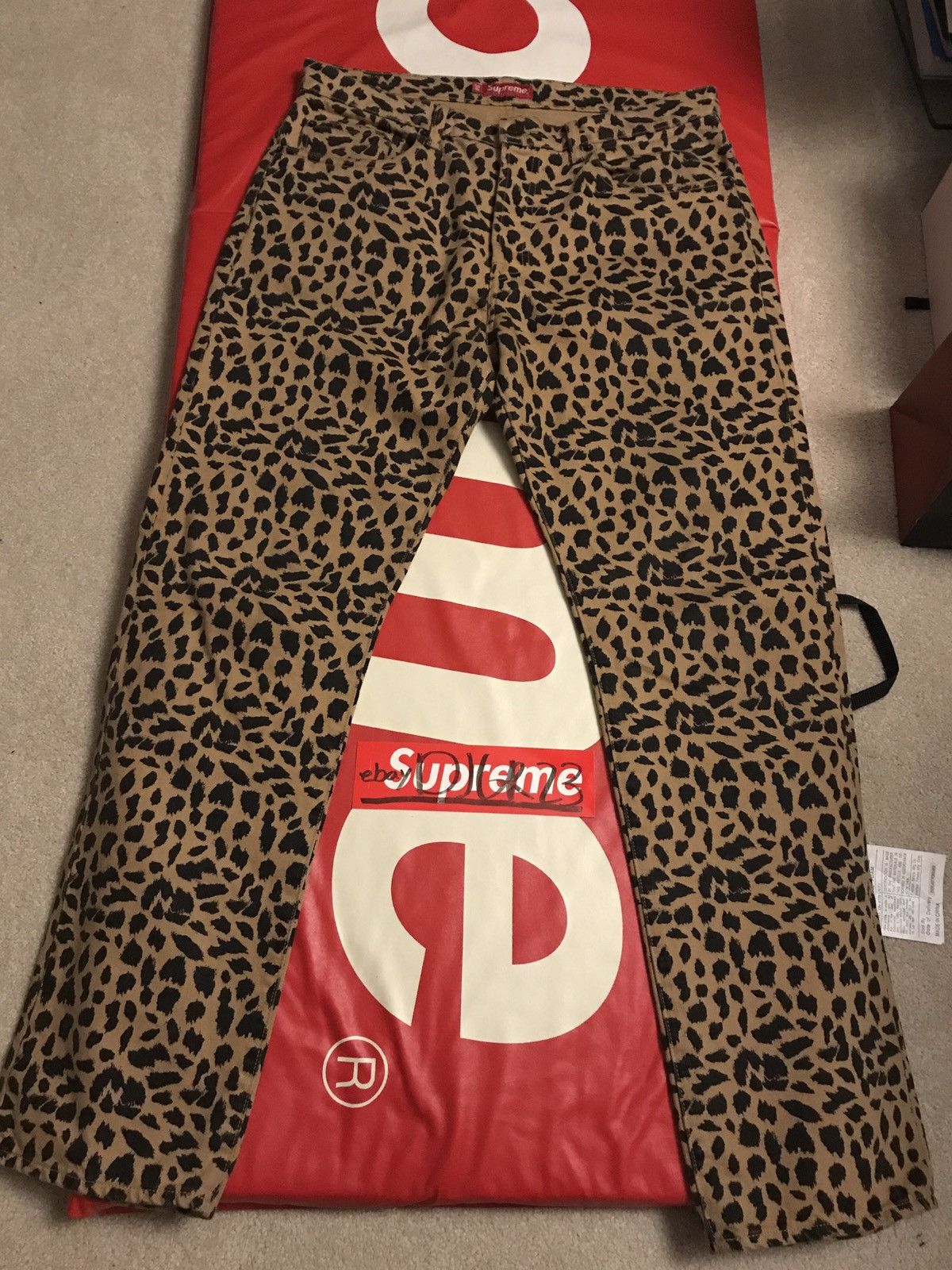 Supreme Supreme Leopard Print Denim Jeans VNDS | Grailed