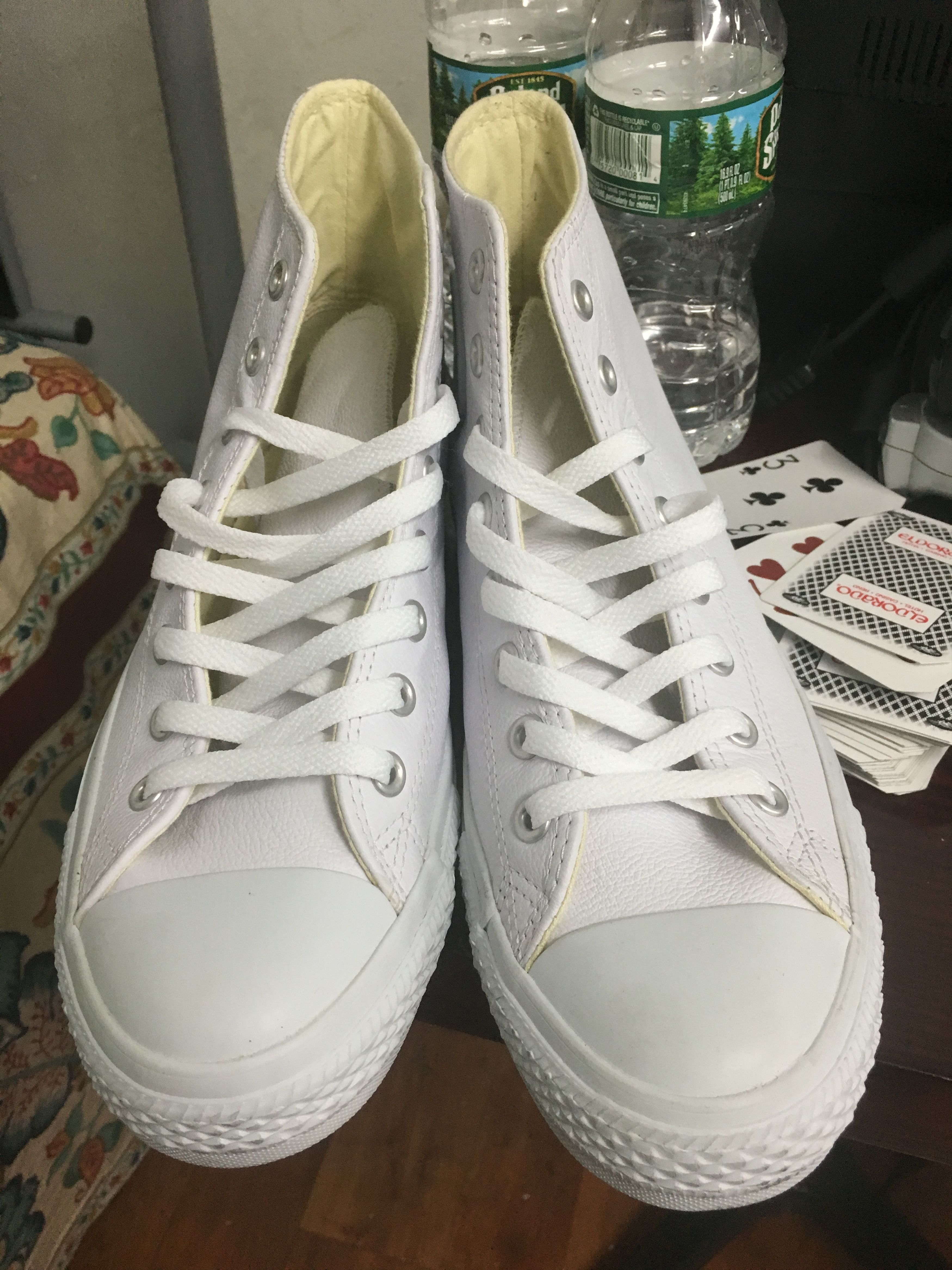 Converse White Leather Hi Tops | Grailed