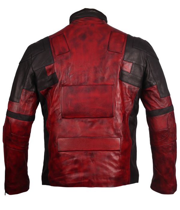 Leather Jacket Men's Ryan Reynolds Dead Pool Inspired Red Biker Faux ...