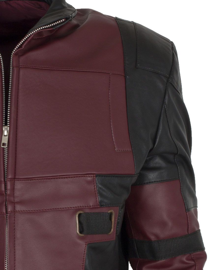Leather Jacket Ryan Reynolds Inspired Dead Pool Maroon Faux Leather ...