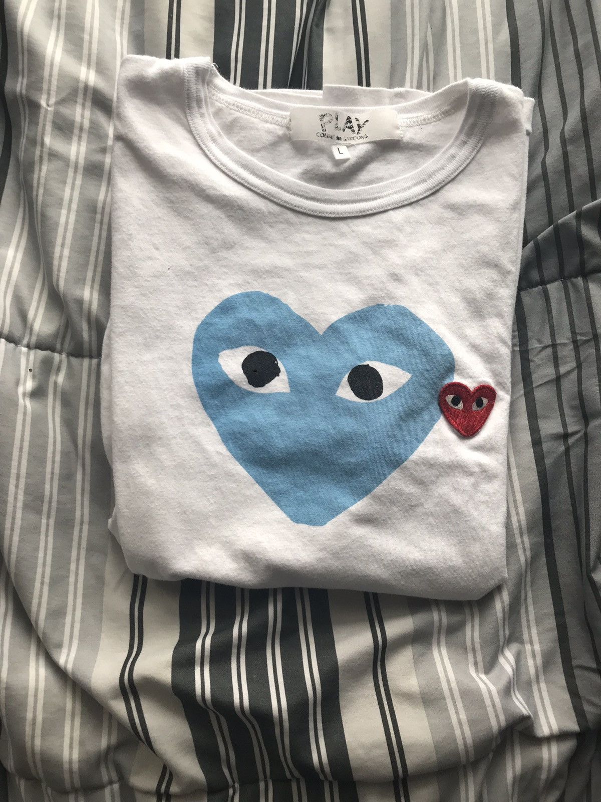 Comme des Garcons CDG Big Blue Heart And Small Red Heart | Grailed