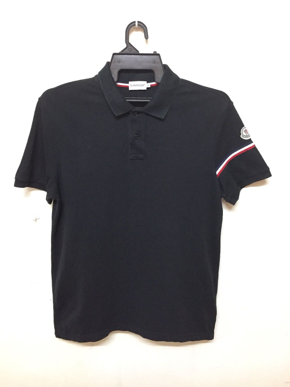 Moncler MONCLER BUTTON UP POLO SHIRT TWIN TAPE EMBROIDERED LOGO MEDIUM ...