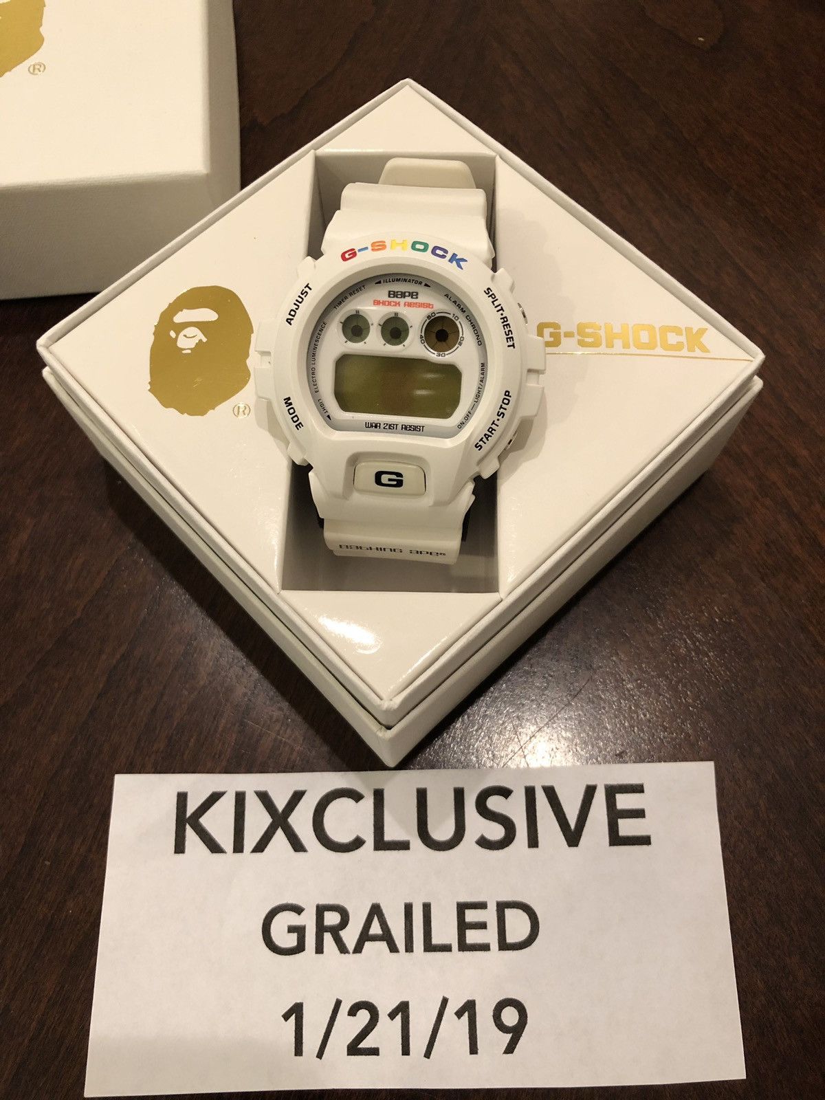 Bape × G Shock New Bape G Shock White Rainbow DW6900 | Grailed