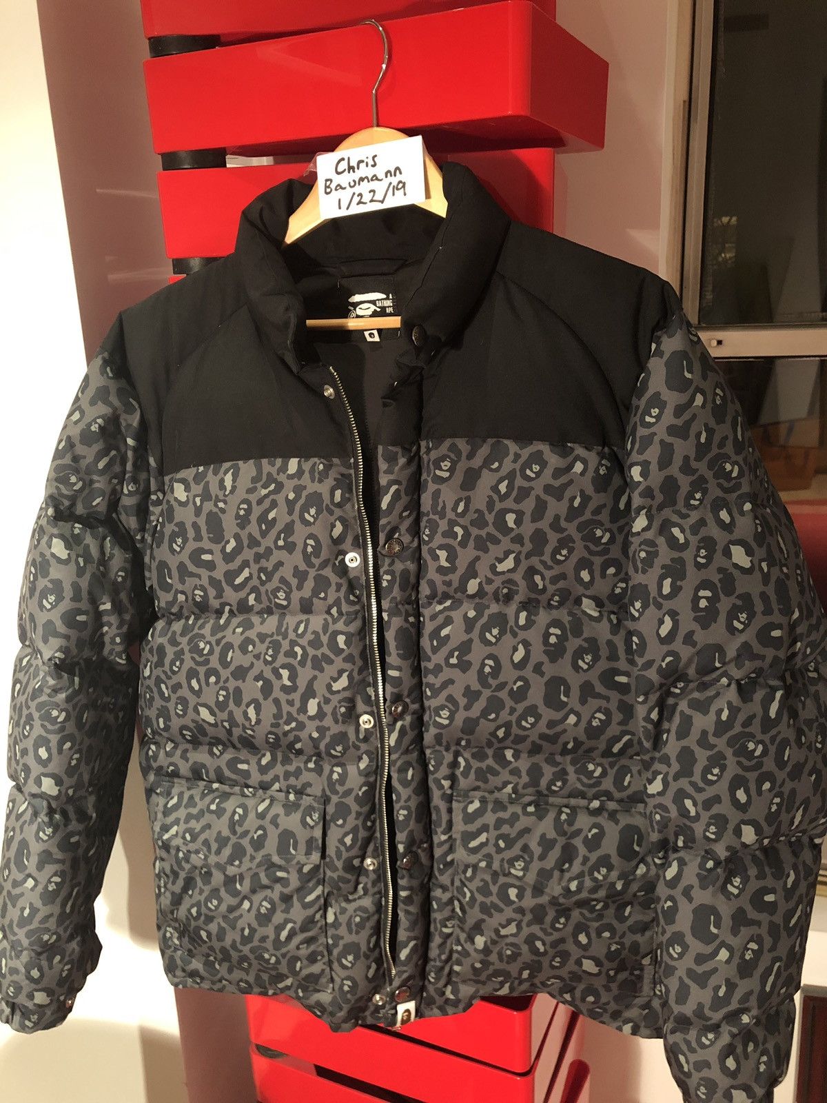 Bape Bape Puffer Nuptse Jacket Cheetah Grey | Grailed