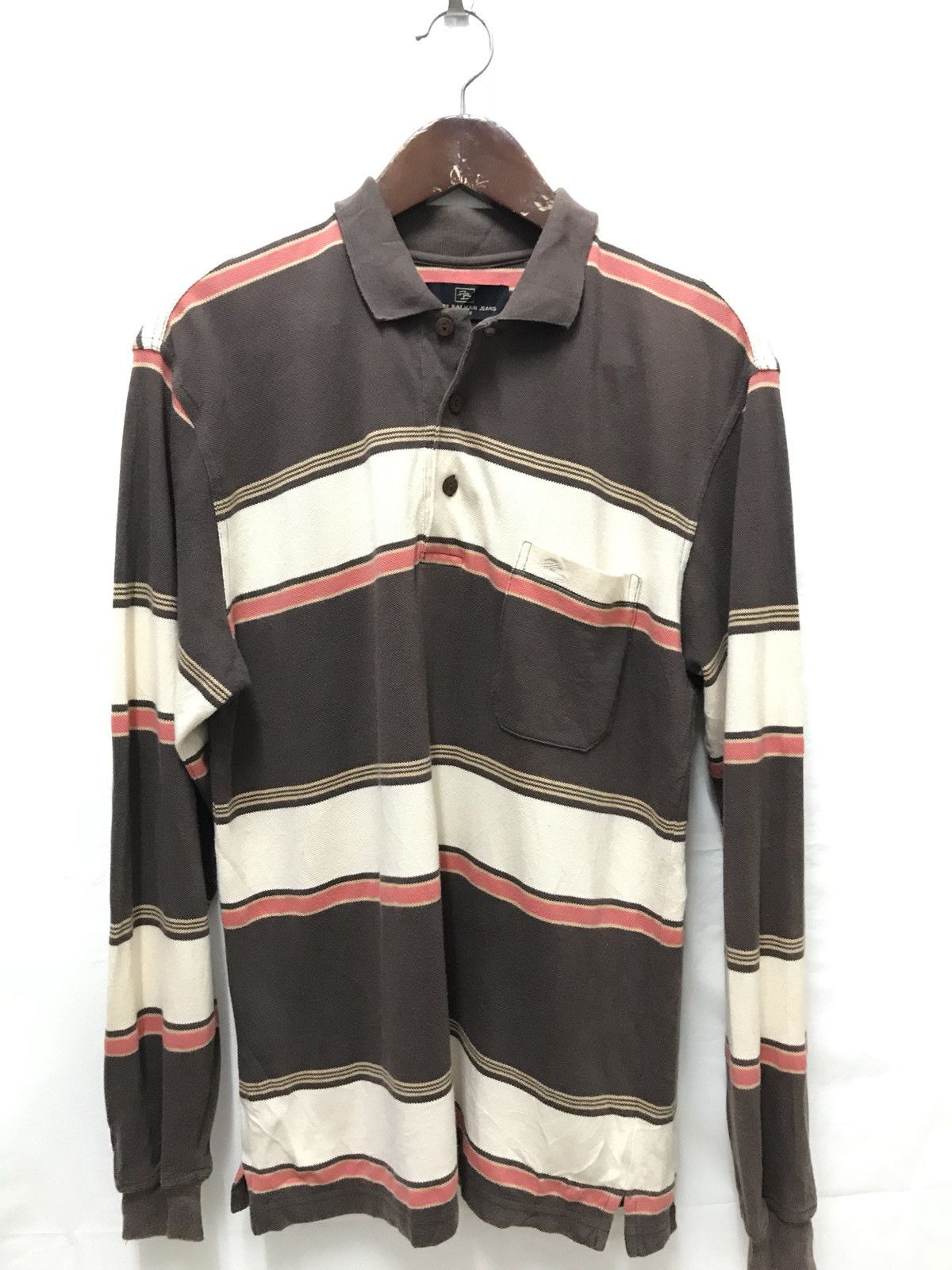Balmain Pierre Balmain Jeans Paris Polos Long Sleeve Striped Single ...