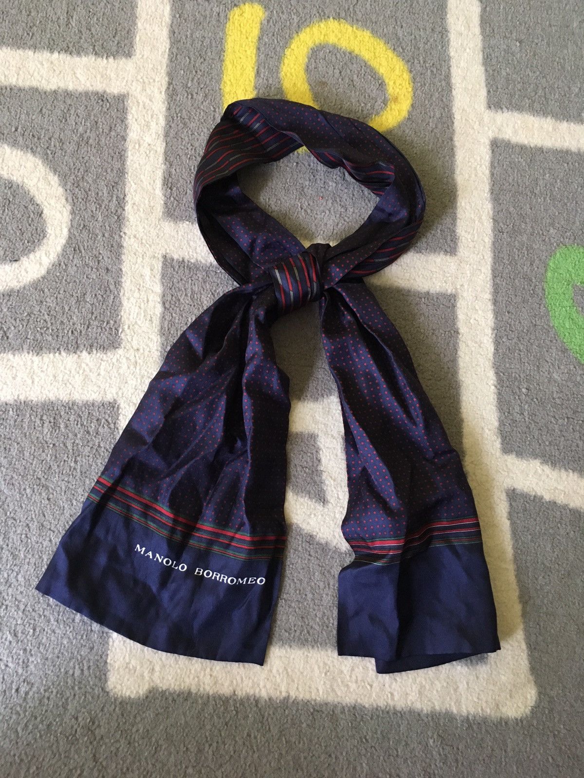 Vintage Manolo Borromeo Muffler Silk Scarf | Grailed