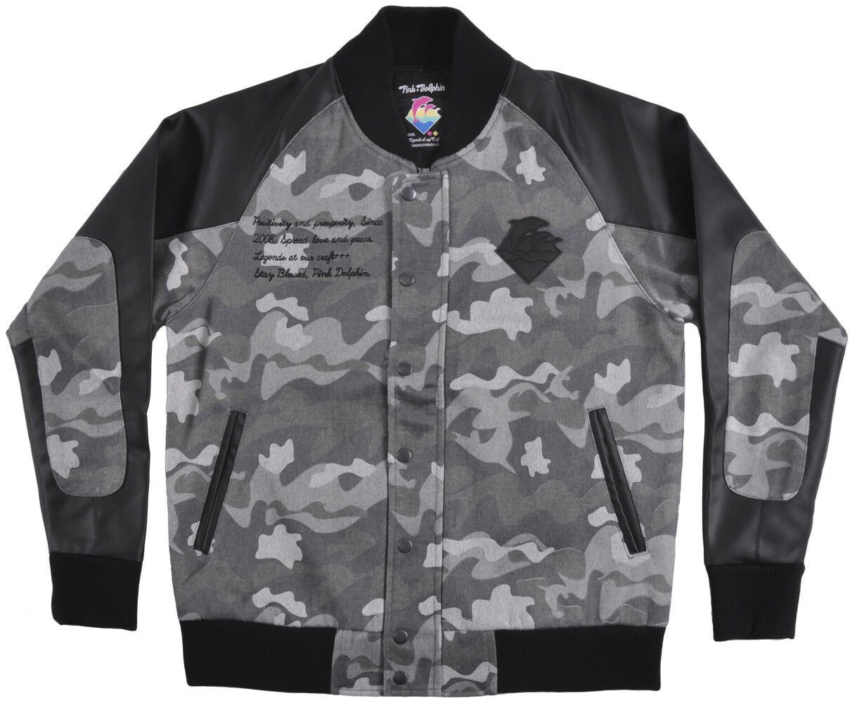 Pink Dolphin Pink Dolphin Wool Waves Varsity Jacket Arctic Camouflage ...