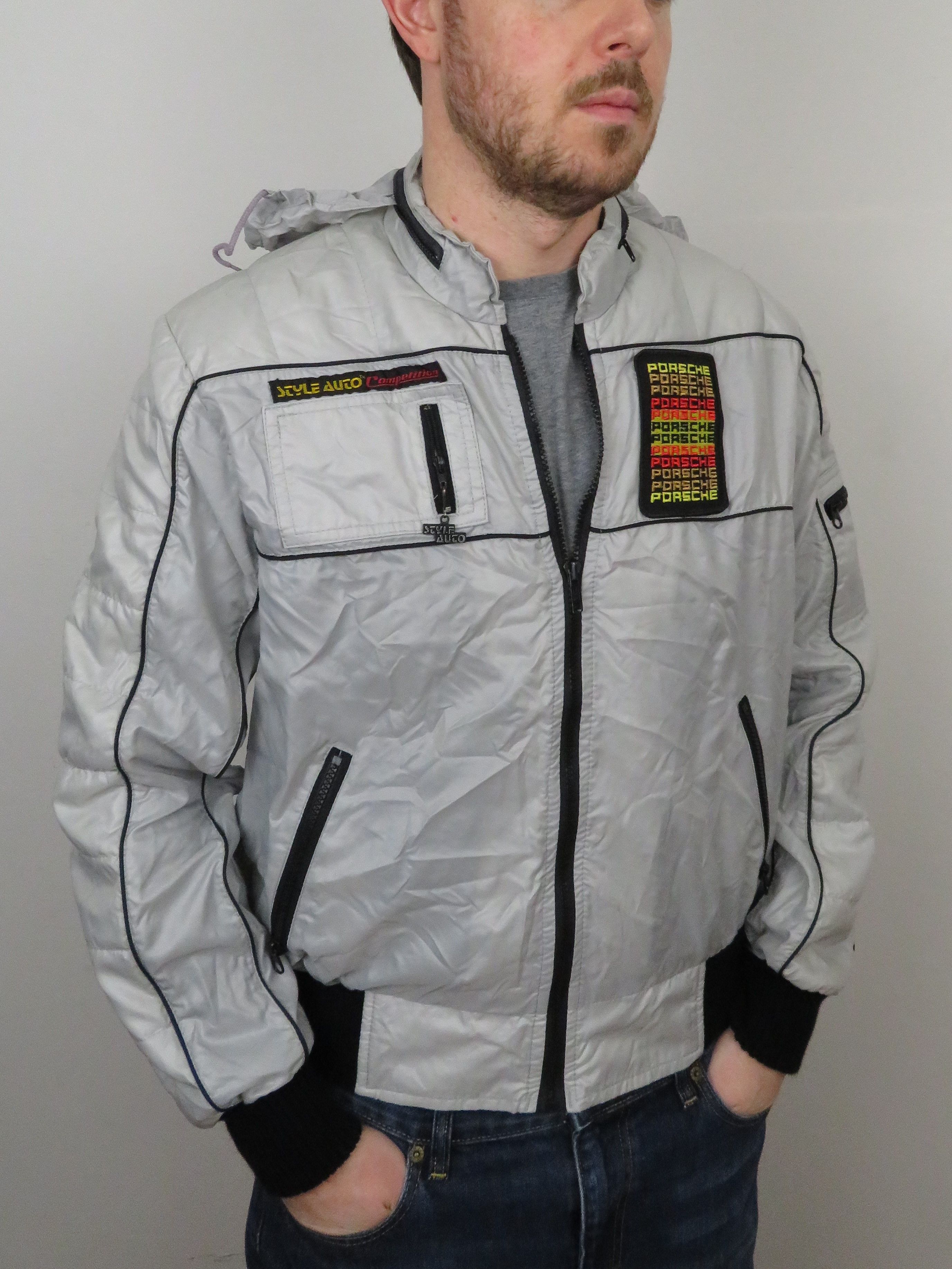 Vintage Style Auto Competition Porsche Racing Jacket Mens Medium ...