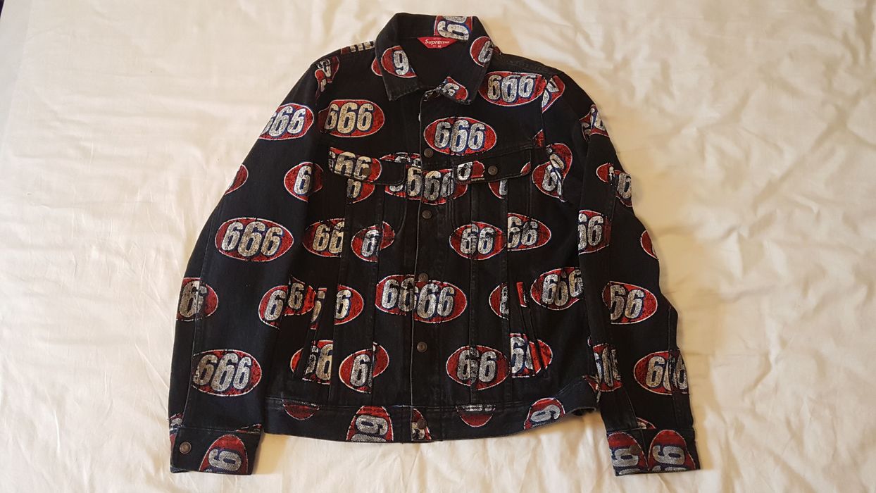 Supreme Supreme 666 Denim Trucker Jacket Black | Grailed