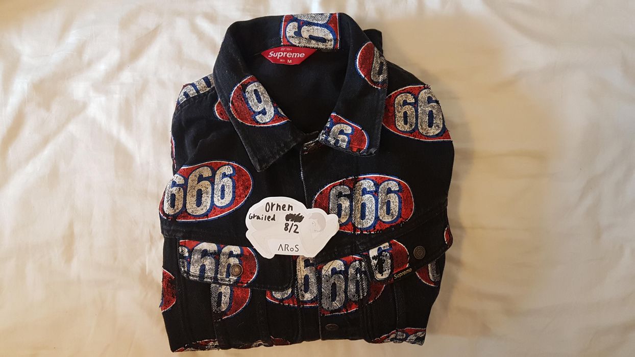 Supreme Supreme 666 Denim Trucker Jacket Black | Grailed