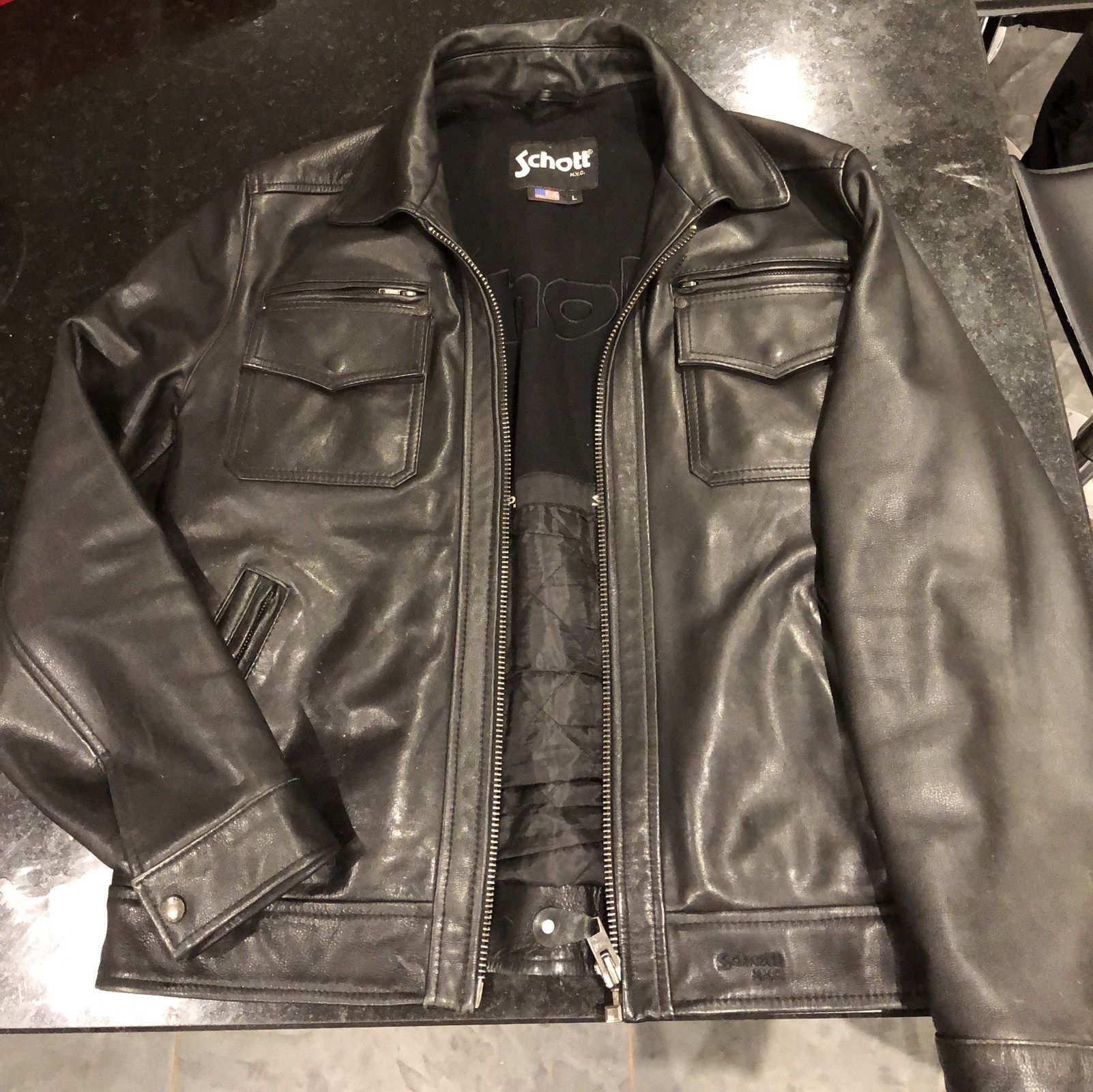 Schott SCHOTT NYC LC8102 Police Black Leather jacket | Grailed