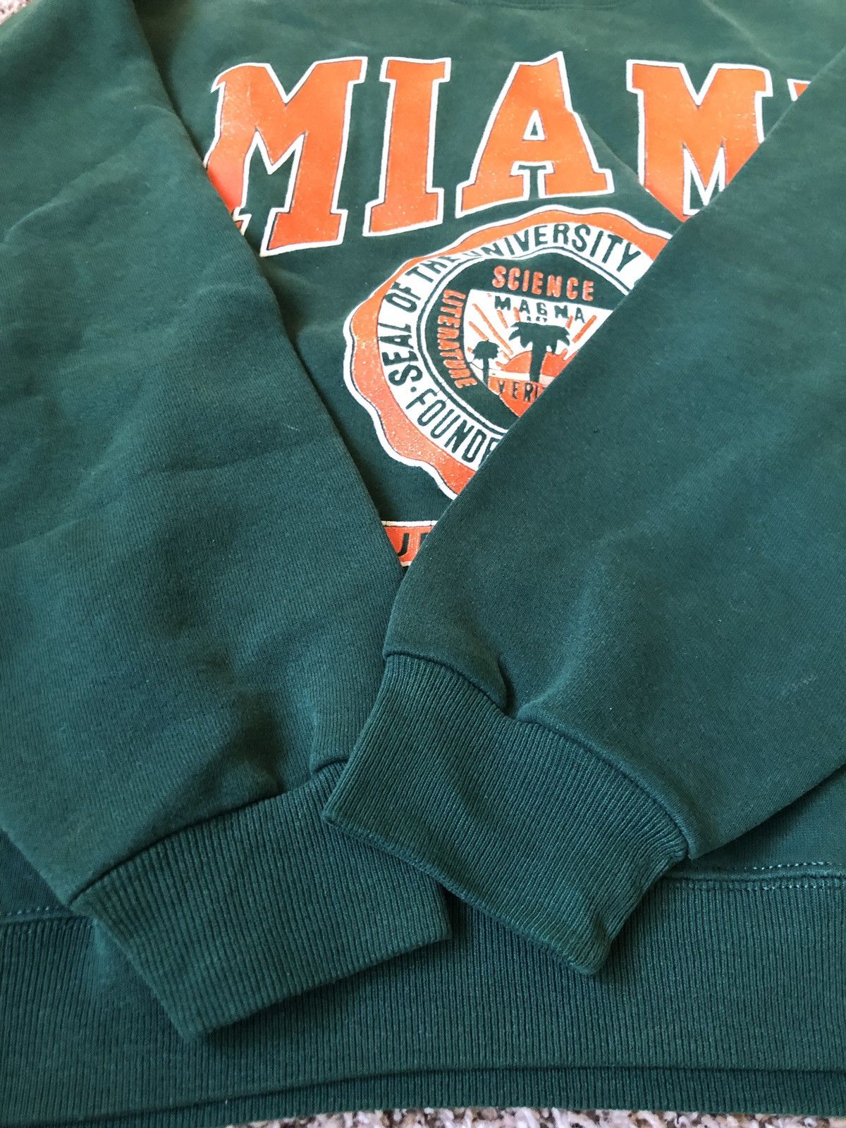 Vintage Vintage 90’s UM University Of Miami Crewneck Sweater XL | Grailed