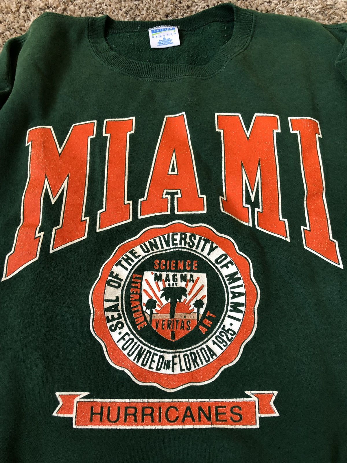 Vintage Vintage 90’s UM University Of Miami Crewneck Sweater XL | Grailed