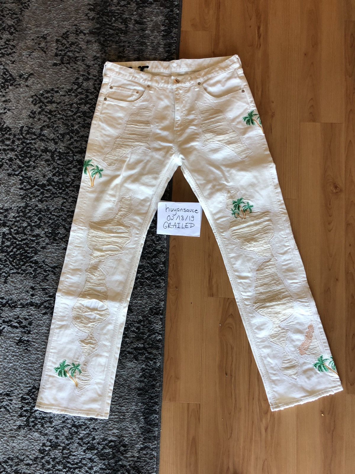 Vlone Vlone RUNWAY White Palm Trees Jeans | Grailed