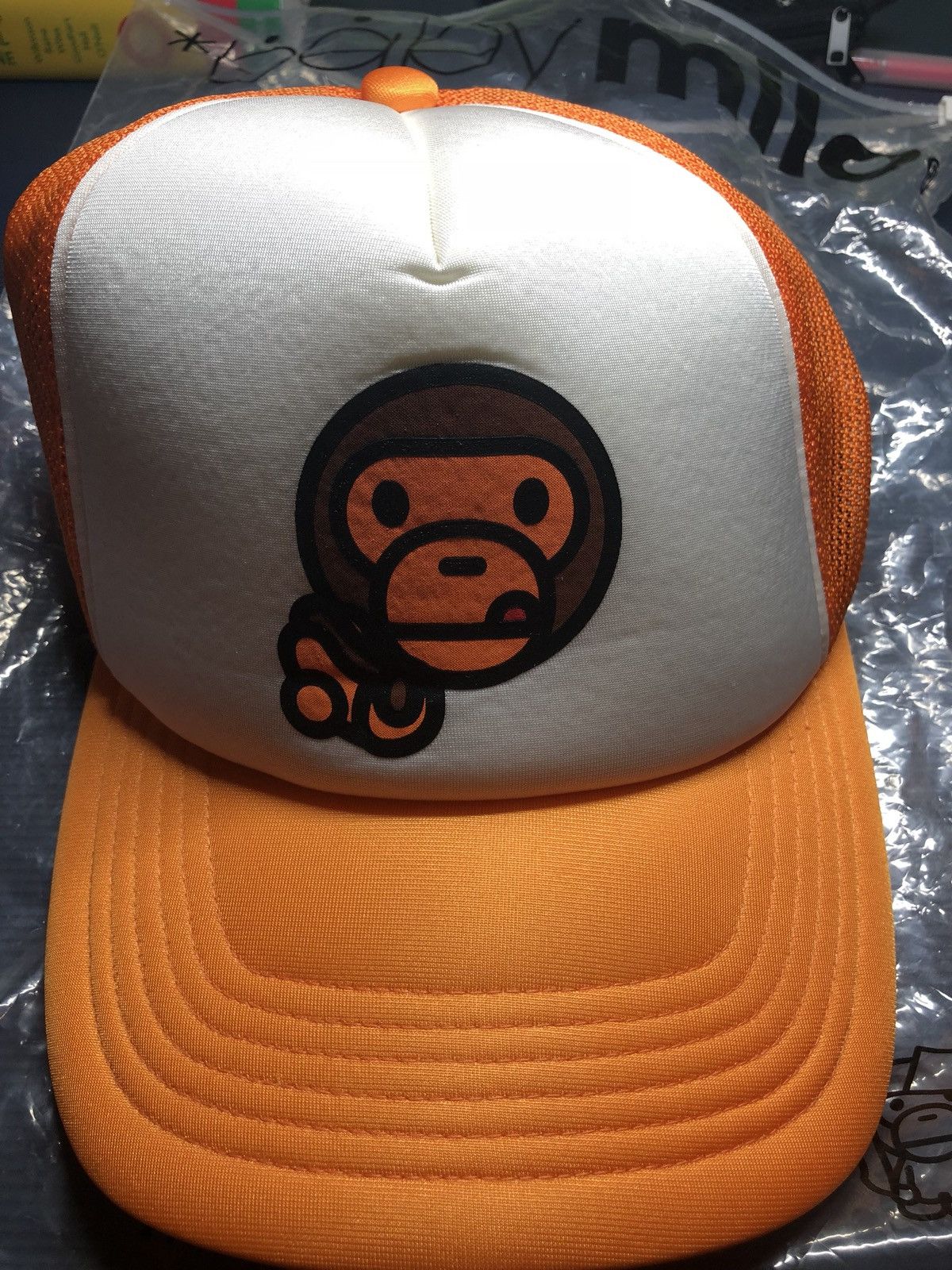 Bape Orange Baby Milo Cap | Grailed