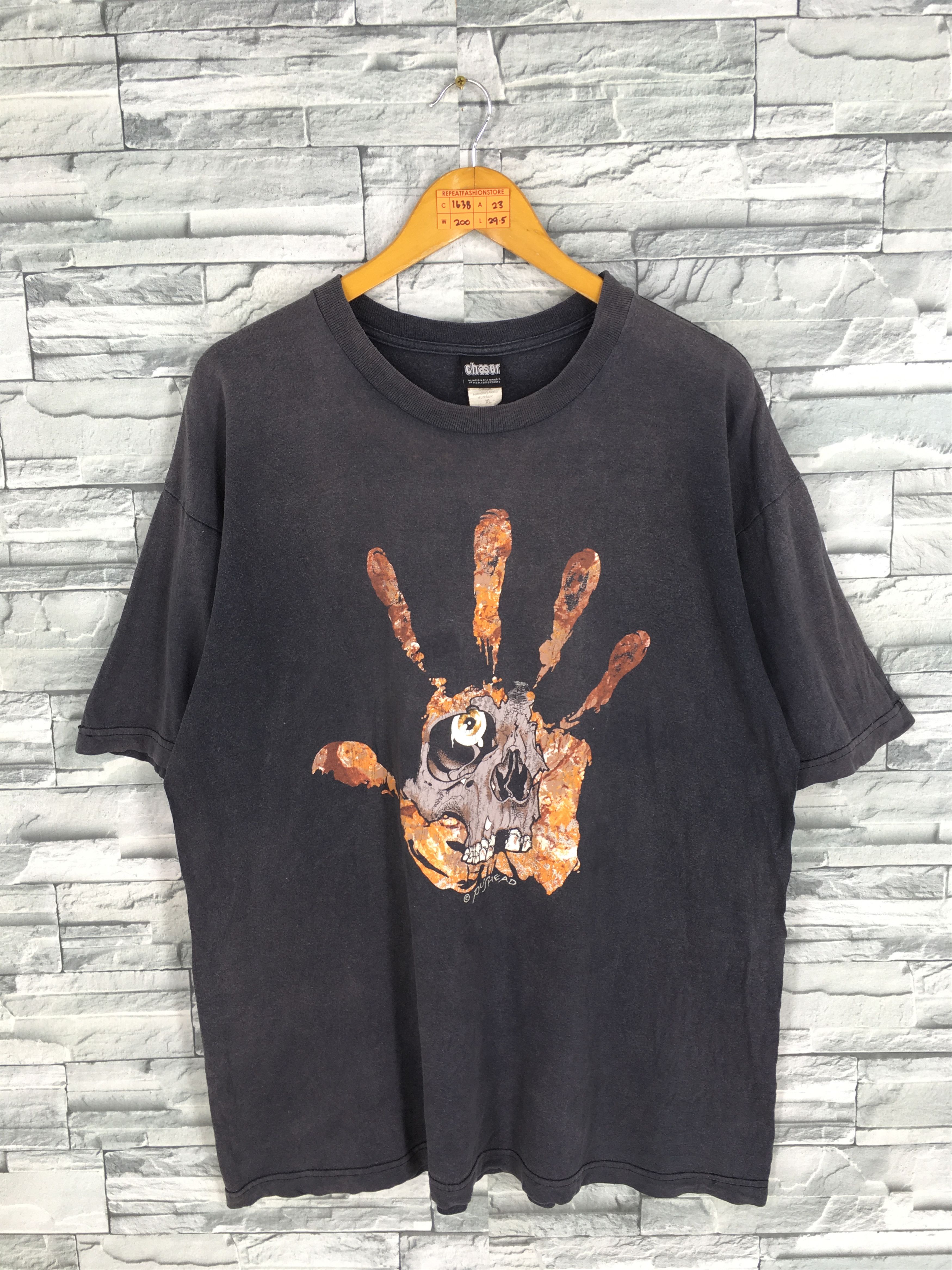 Vintage Vintage PUSHEAD Tshirt Xlarge Mens 90's Pushead Hand Artwork ...