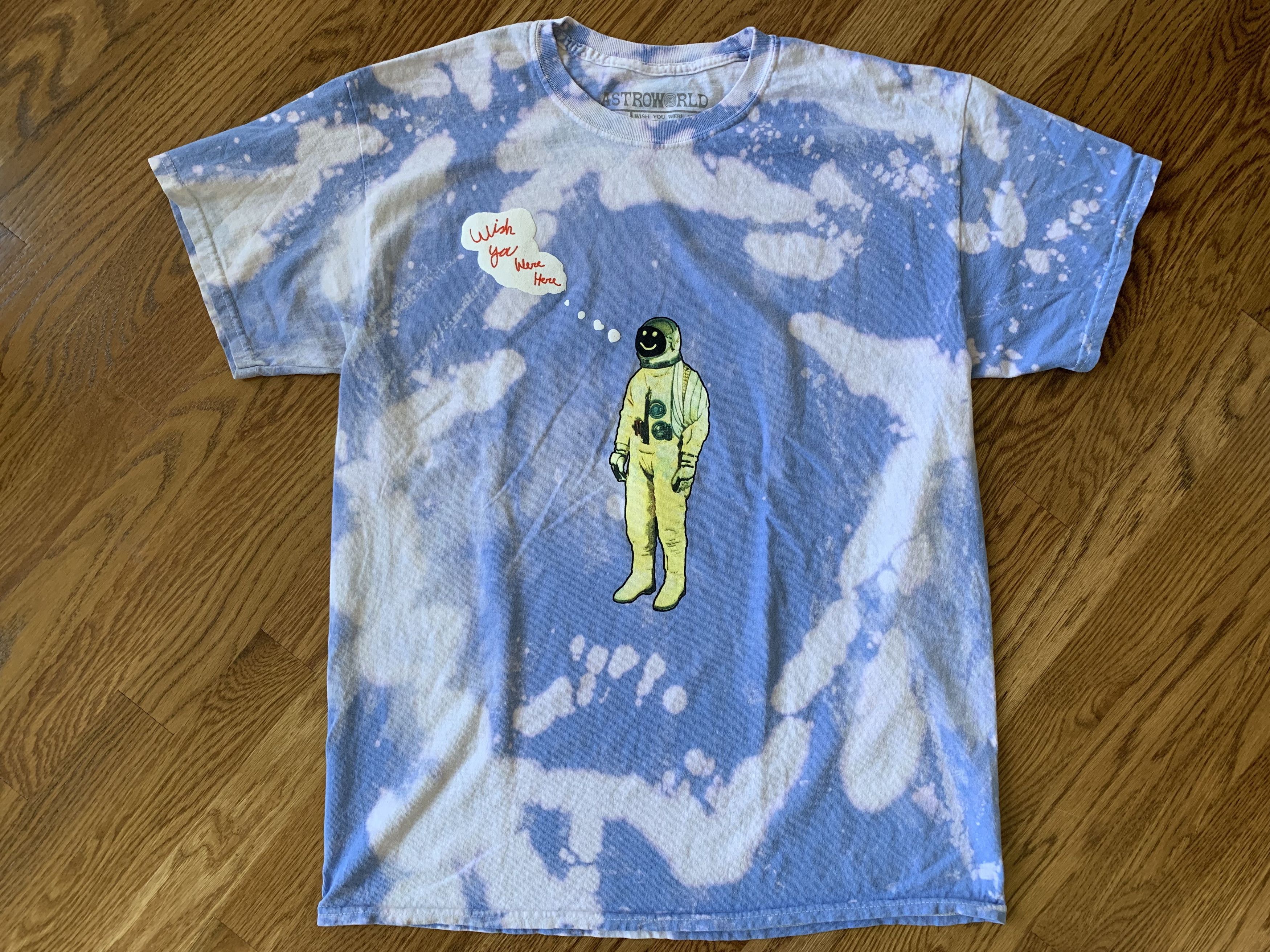 Travis Scott (Size L Large) ASTROWORLD Blue Tie Dye Acid Wash Astronaut ...