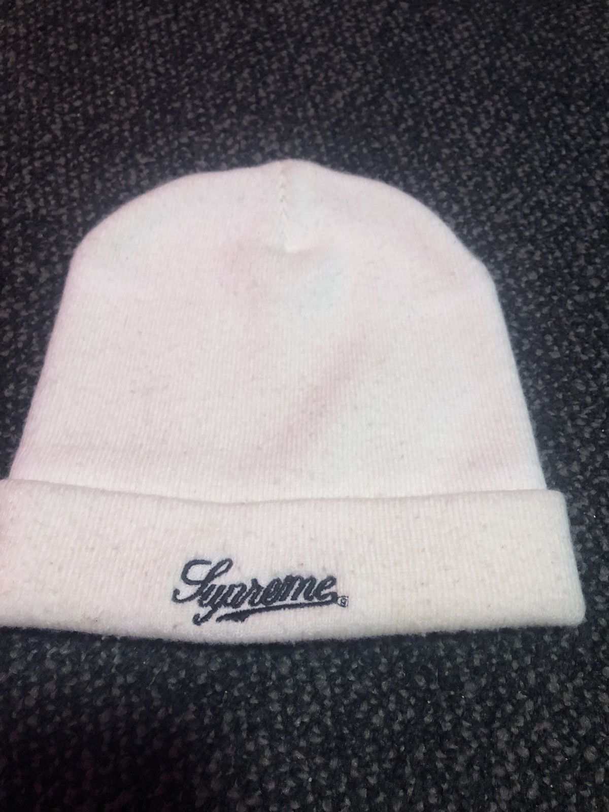 Supreme White cursive logo toque | Grailed