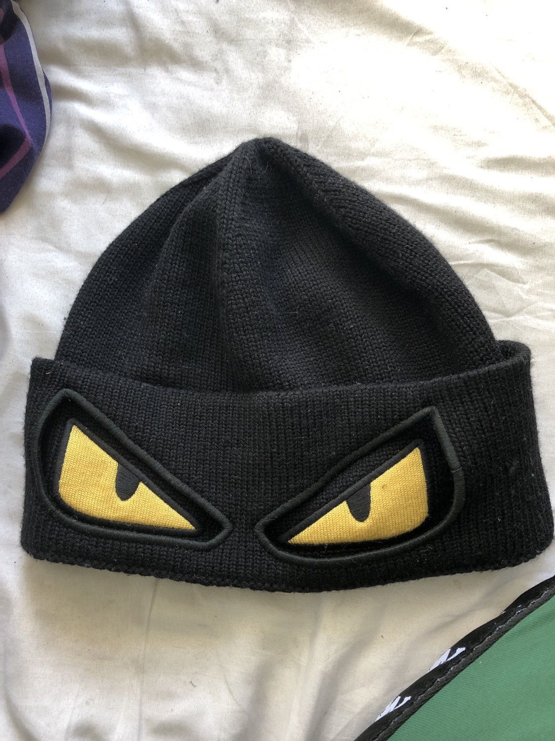 Fendi Fendi monster eyes black beanie hat | Grailed