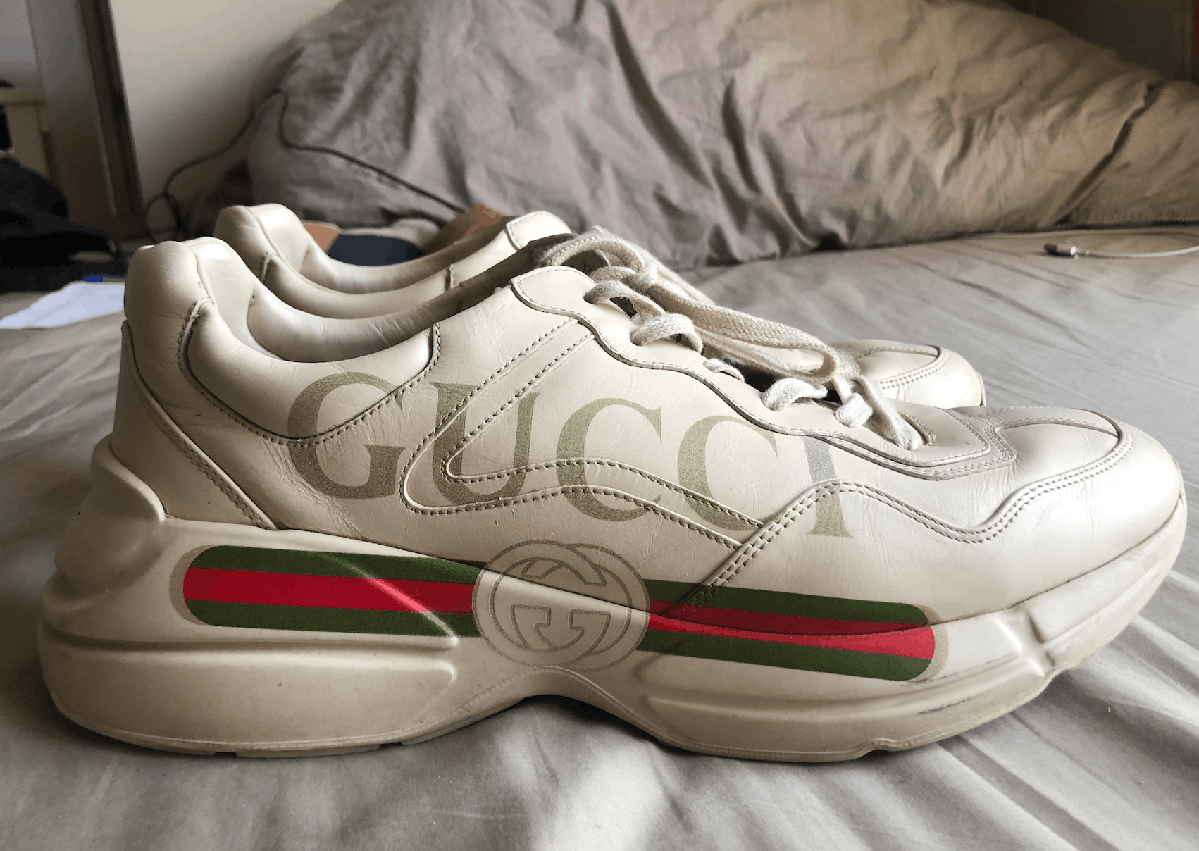 Gucci Gucci Rython Retro Logo Leather Sneakers | Grailed
