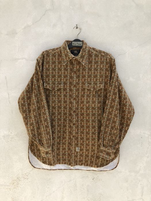 RRL Ralph Lauren Vintage RR RL Double Pocket Navajo Oversized Flannel Shirt | Grailed
