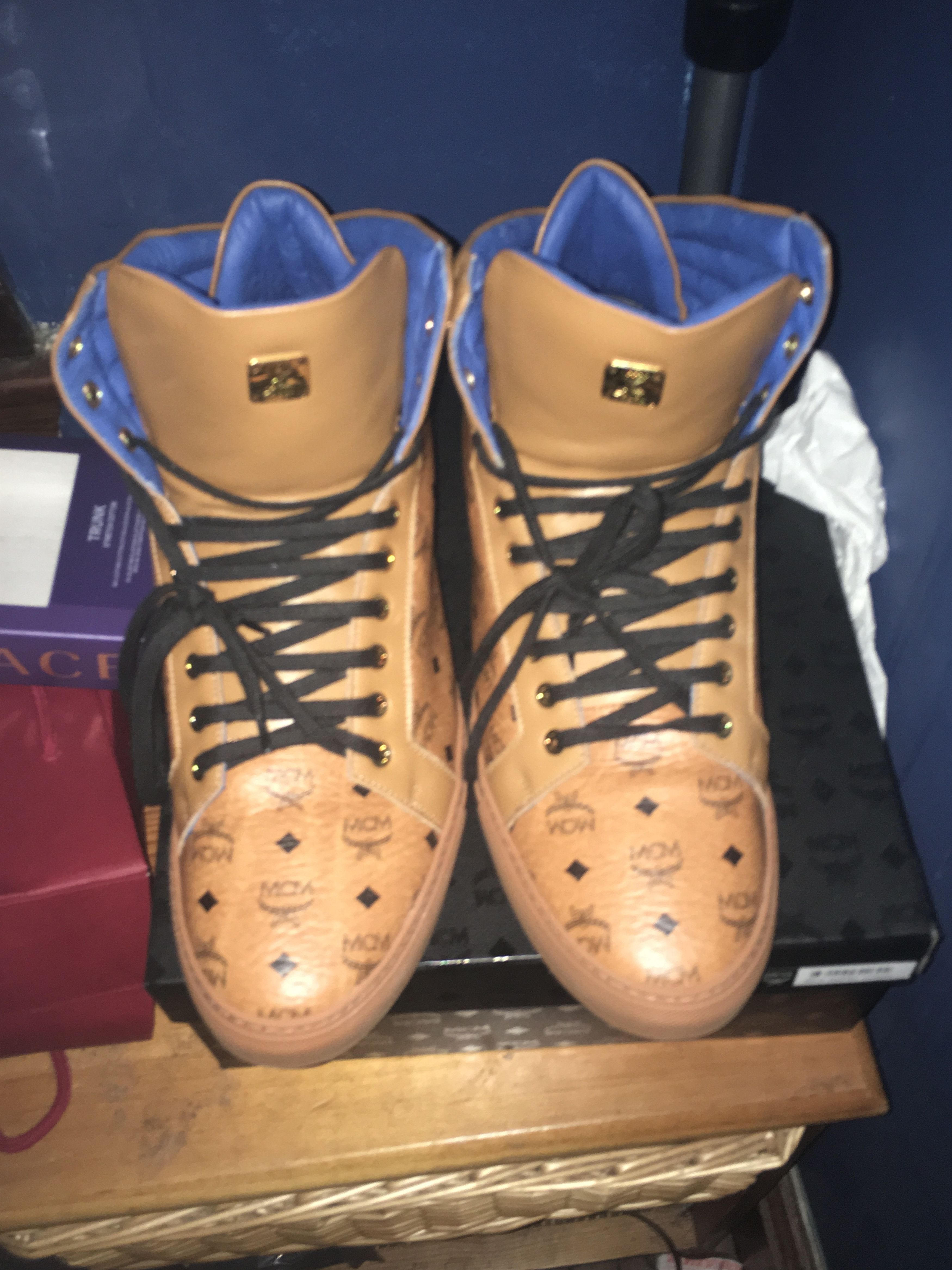 MCM MCM high top cognac sneakers | Grailed