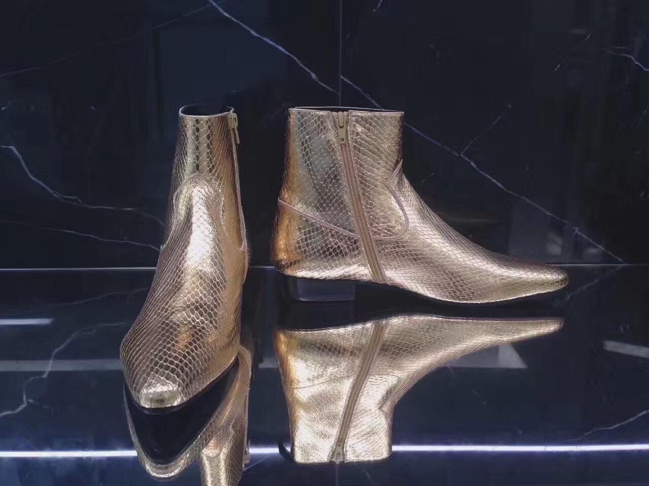 Saint Laurent Paris 16FW Gold Python Embossed Devon Boots Sz39 | Grailed