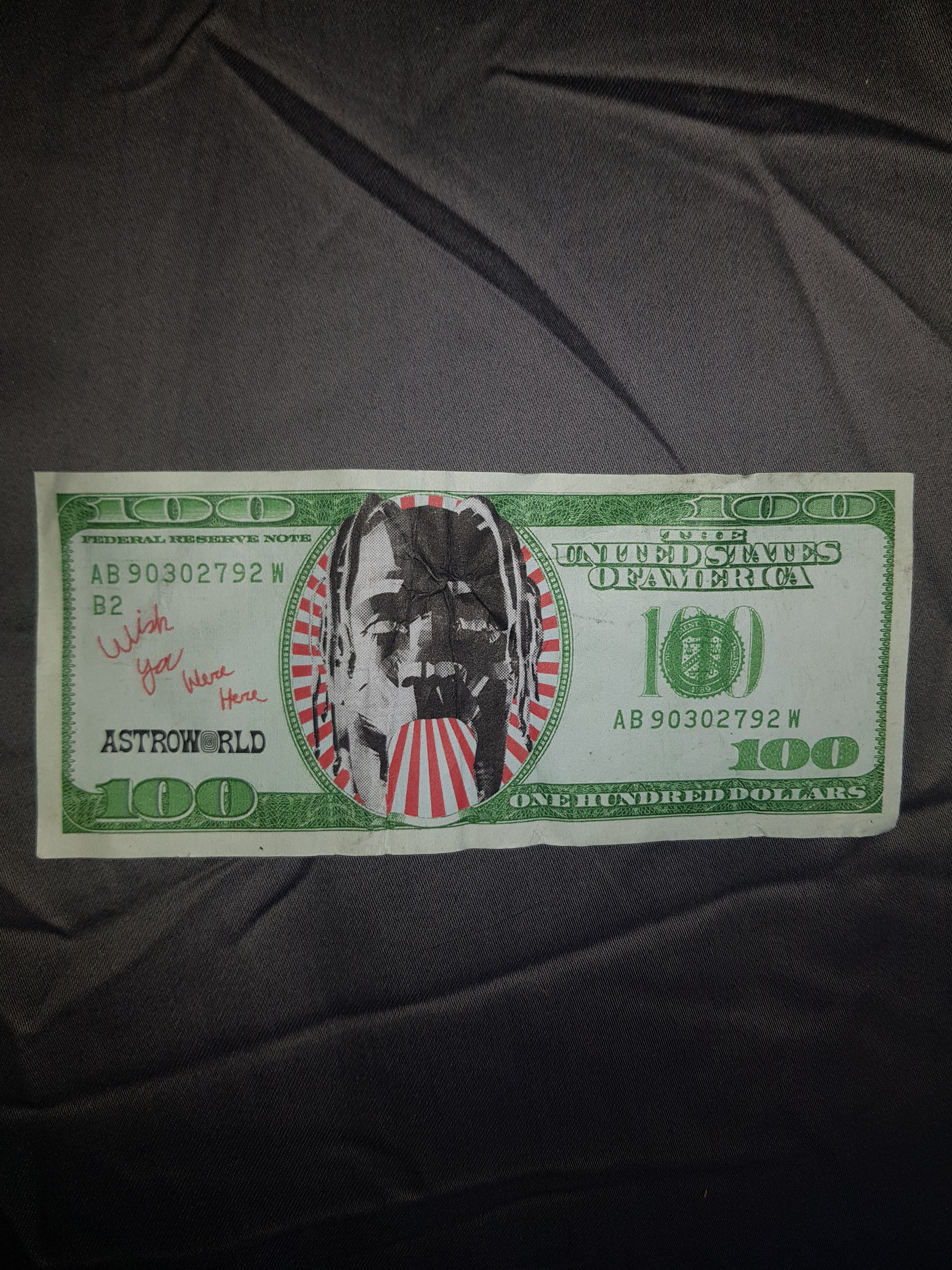 Travis Scott Astroworld 100 Dollar Bill | Grailed